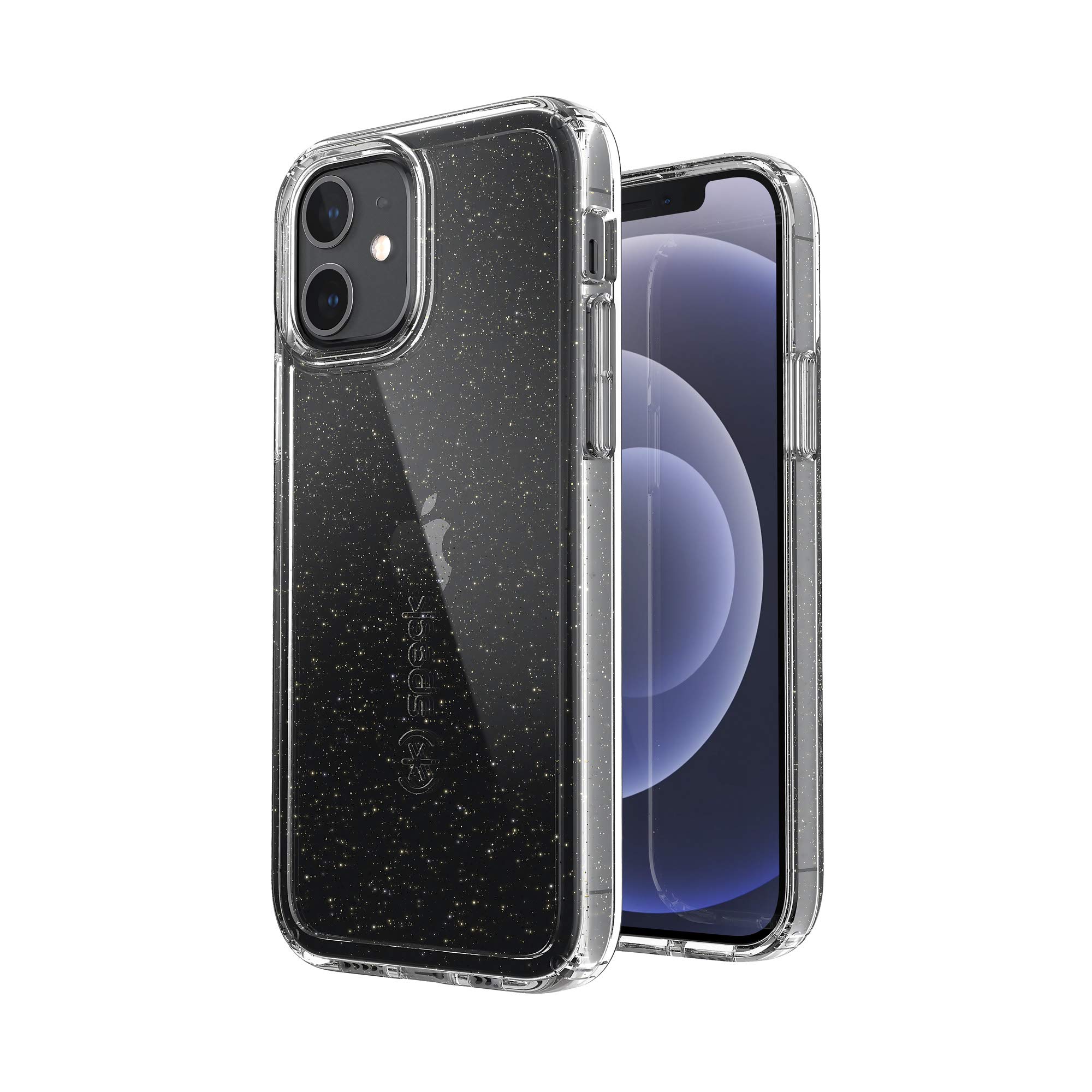 Speck Products Gemshell Glitter iPhone 12, iPhone 12 Pro Case, Clear/Clear with Gold Glitter (137604-9221)