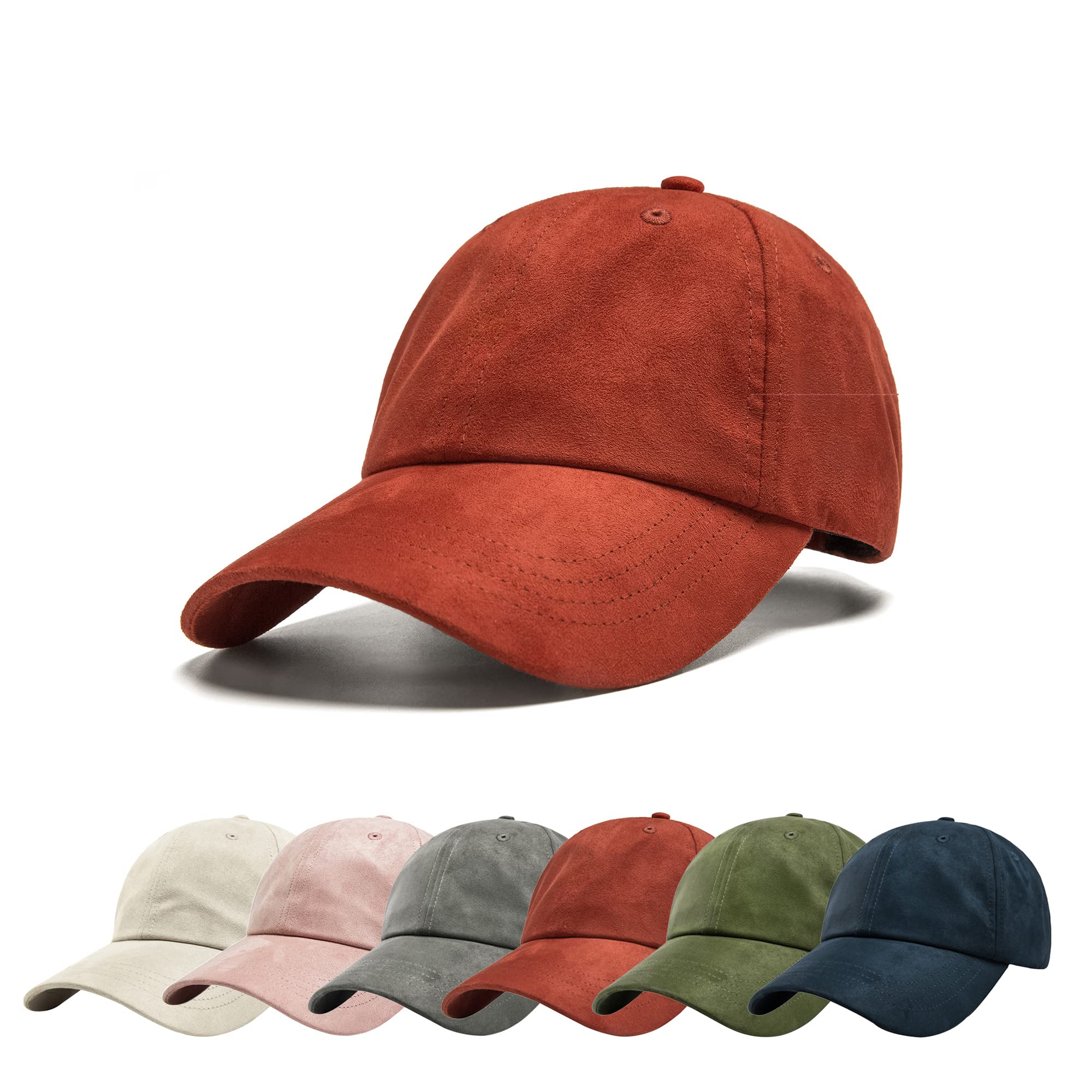 zowya Unisex Plain Faux Suede Baseball Cap Women Men Adjustable Fitted Dad Hat Stylish Vintage Red