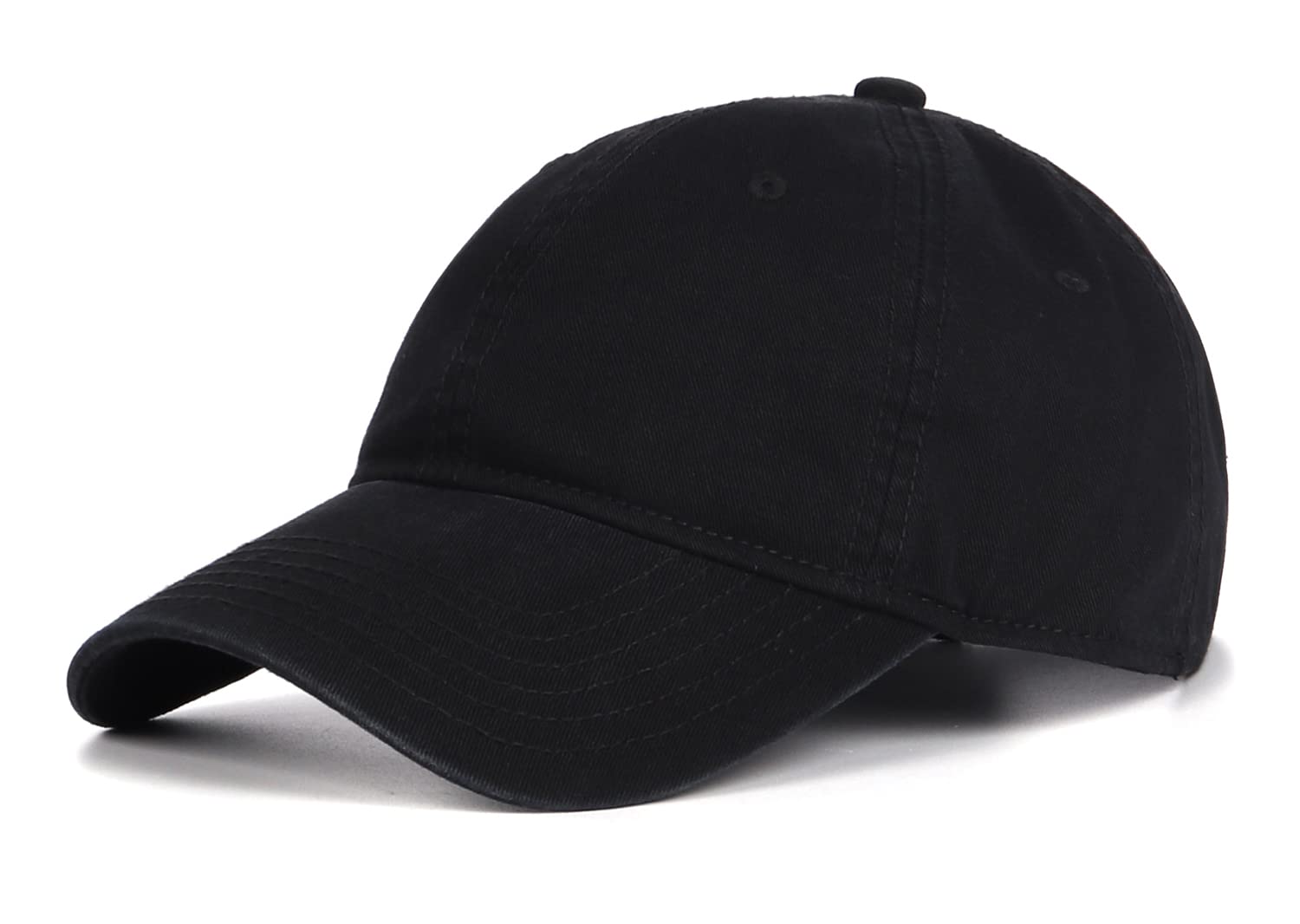 Zylioo Oversize XXL Athletic Baseball Cap,Large Hat for Big Heads 23.5-25",Adjustable Plain Dad Cap Washed Black