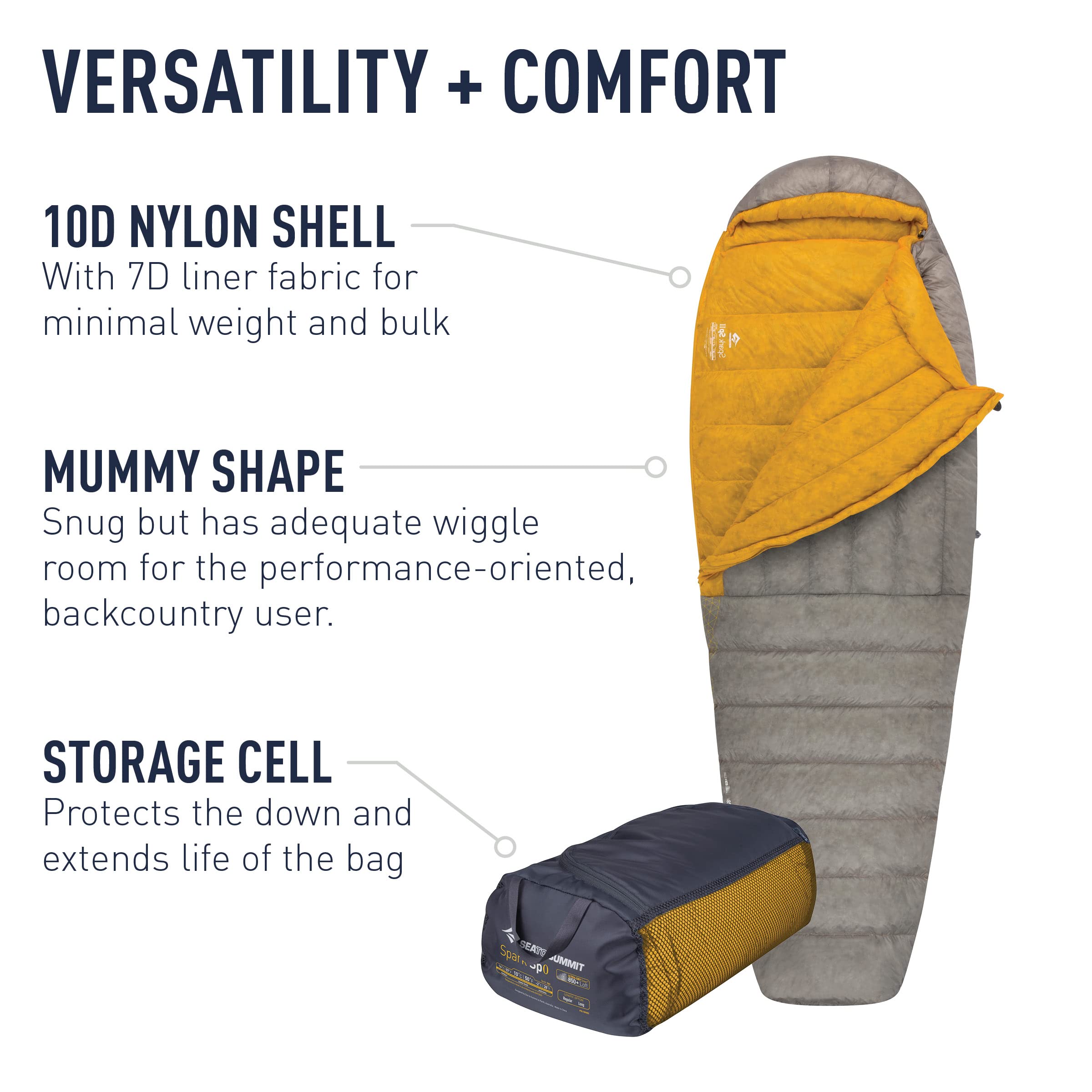 Sea to Summit Spark Ultralight Down Sleeping Bag, 40-Degree, Long