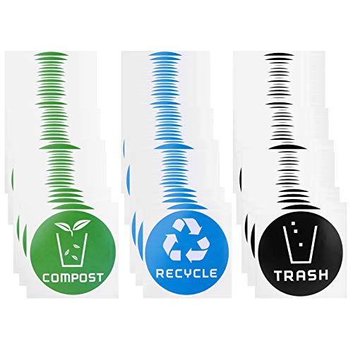 Round red bin Stickers for 13×12×2 60pcs Set Round Recycle Trash Compost Sticker Decal for Trash Garbage containers Recycle Bins