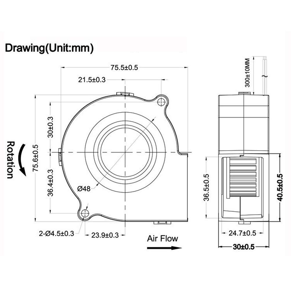 Wathai DC Centrifugal Fan 12V 75mm x 30mm Brushless Cooling Turbo Blower Fan 3 inch