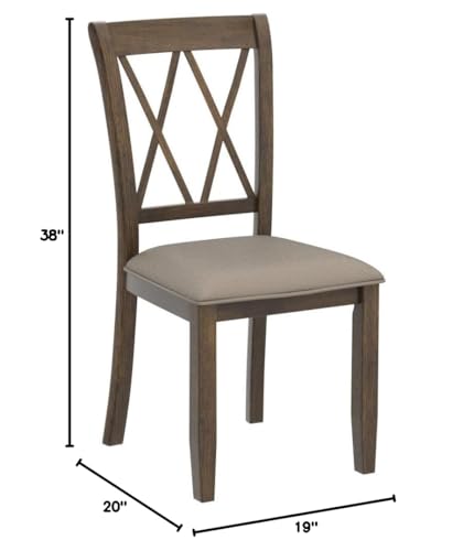 Roundhill Furniture Windvale Fabric Upholstered Dining Chair, Set of 2, Brown