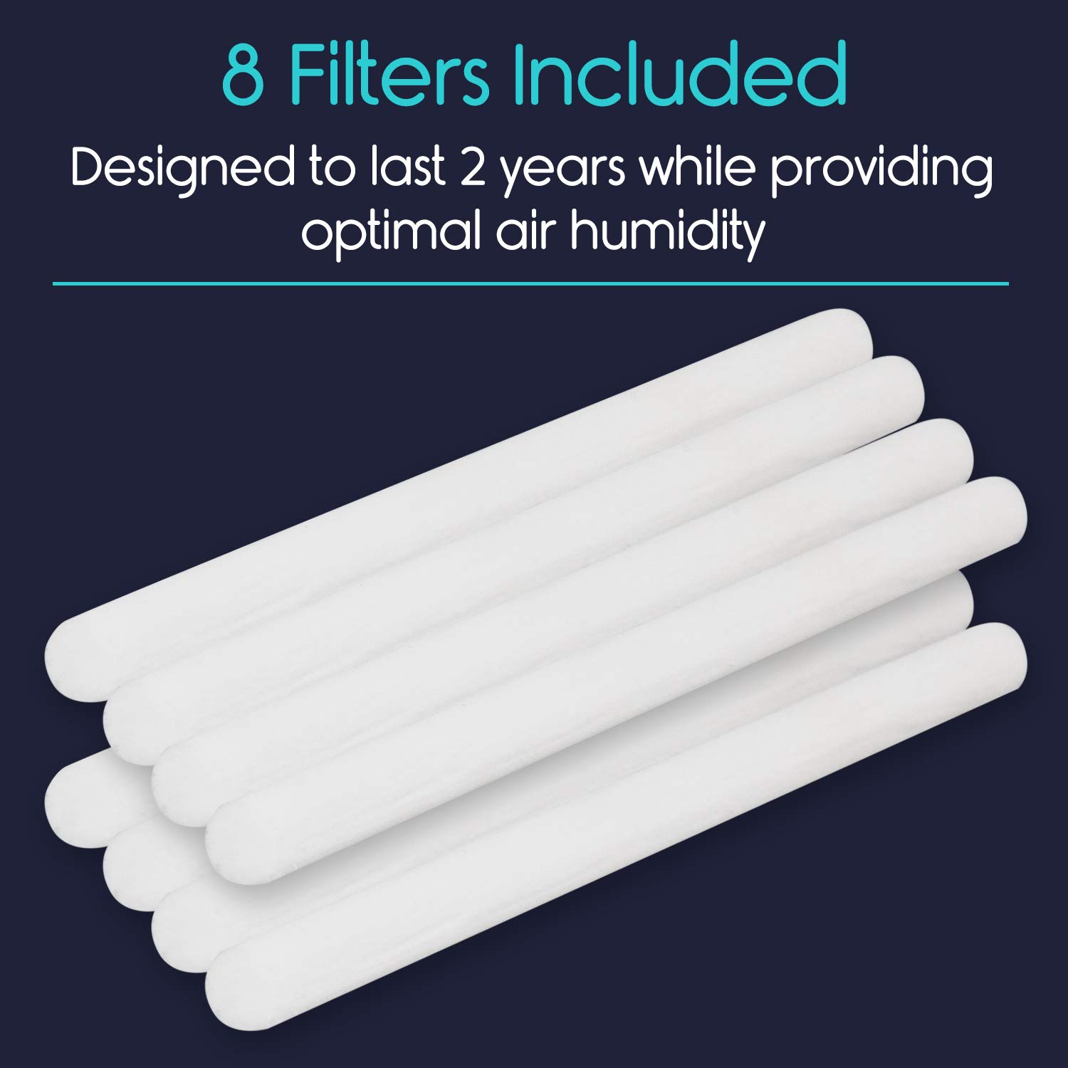 Vive Mini Humidifier Filter Replacements (8 Pack) - 90 Days Per Stick - For Travel, Car, Baby Bedroom, Office - Portable Clean Personal Cooling Air - Cotton Fiber Wicks