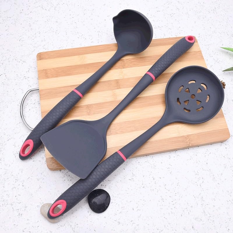 SLEEVY Kitchen Silicone Soup Spoon Long Handle Cooking Spatula Shovel Steel Kitchenware Home Cookware Set