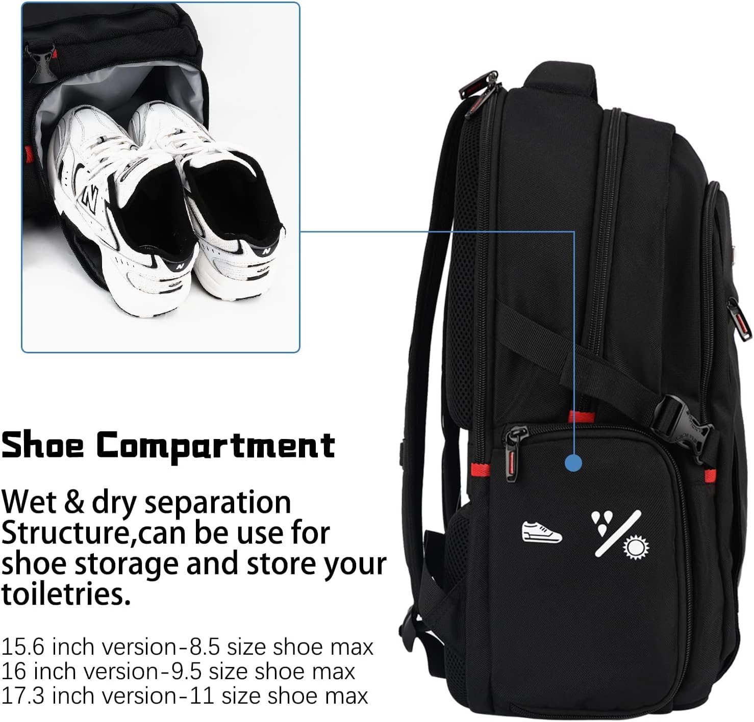 star cloud 18" Business Travel Laptop Backpack with USB Charging Port, Anti-Theft Dual Access Zippers, and Dedicated Shoe Compartment - Water-Resistant Sport Gym Backpack for College&Hiking&Camping