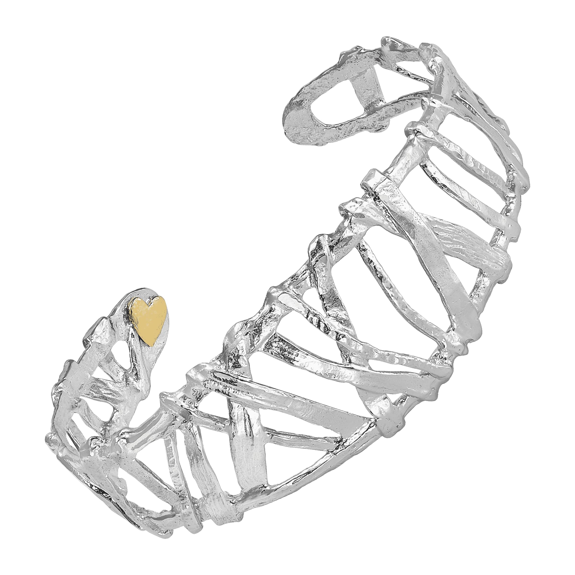 Silpada 'Heart of the Matter' Heart Cuff Bracelet in Sterling Silver & 14K Gold Plating, 7"