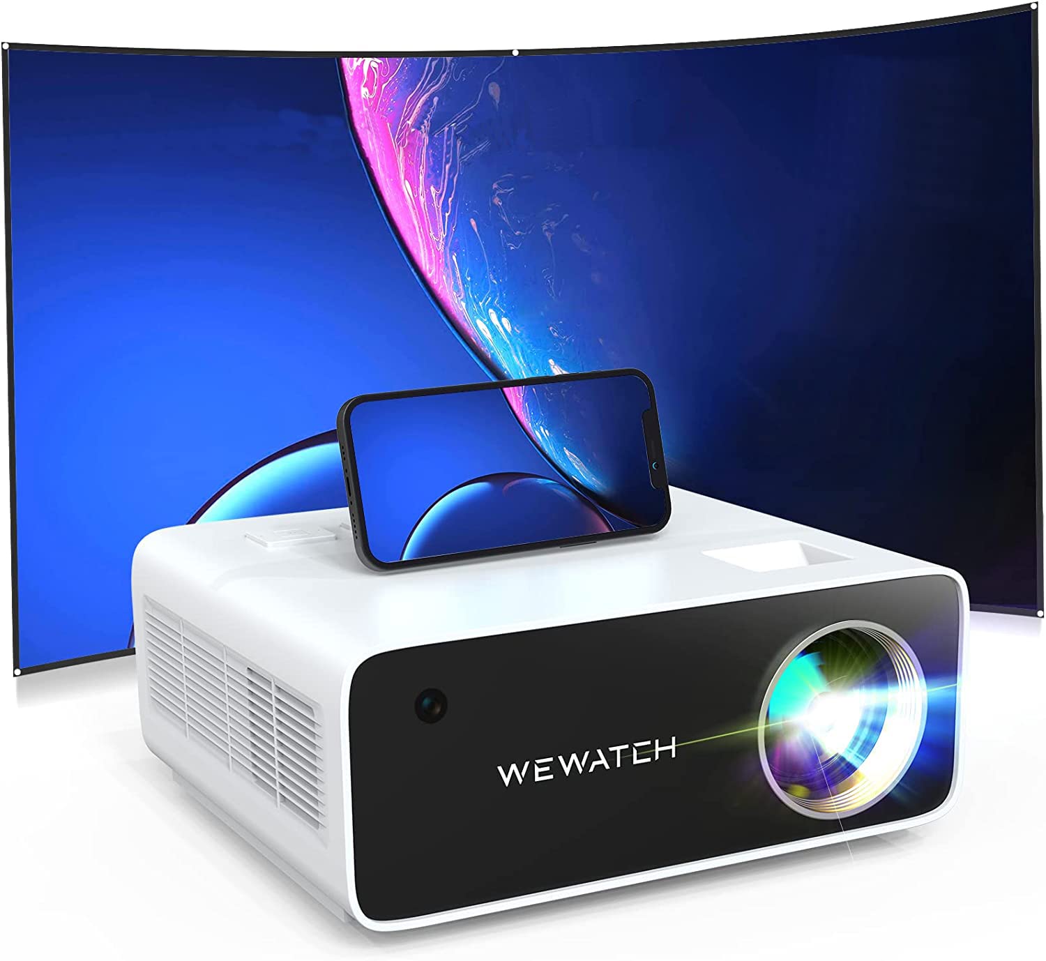 WEWATCH Native 1080P 5G Projector, LED 15,000LM, WiFi Wireless, 230" Large Screen, ±50° Four point keystone correction, Home Outdoor Portable Projector, Compatible with HDMI, TV Stick,AV,USB