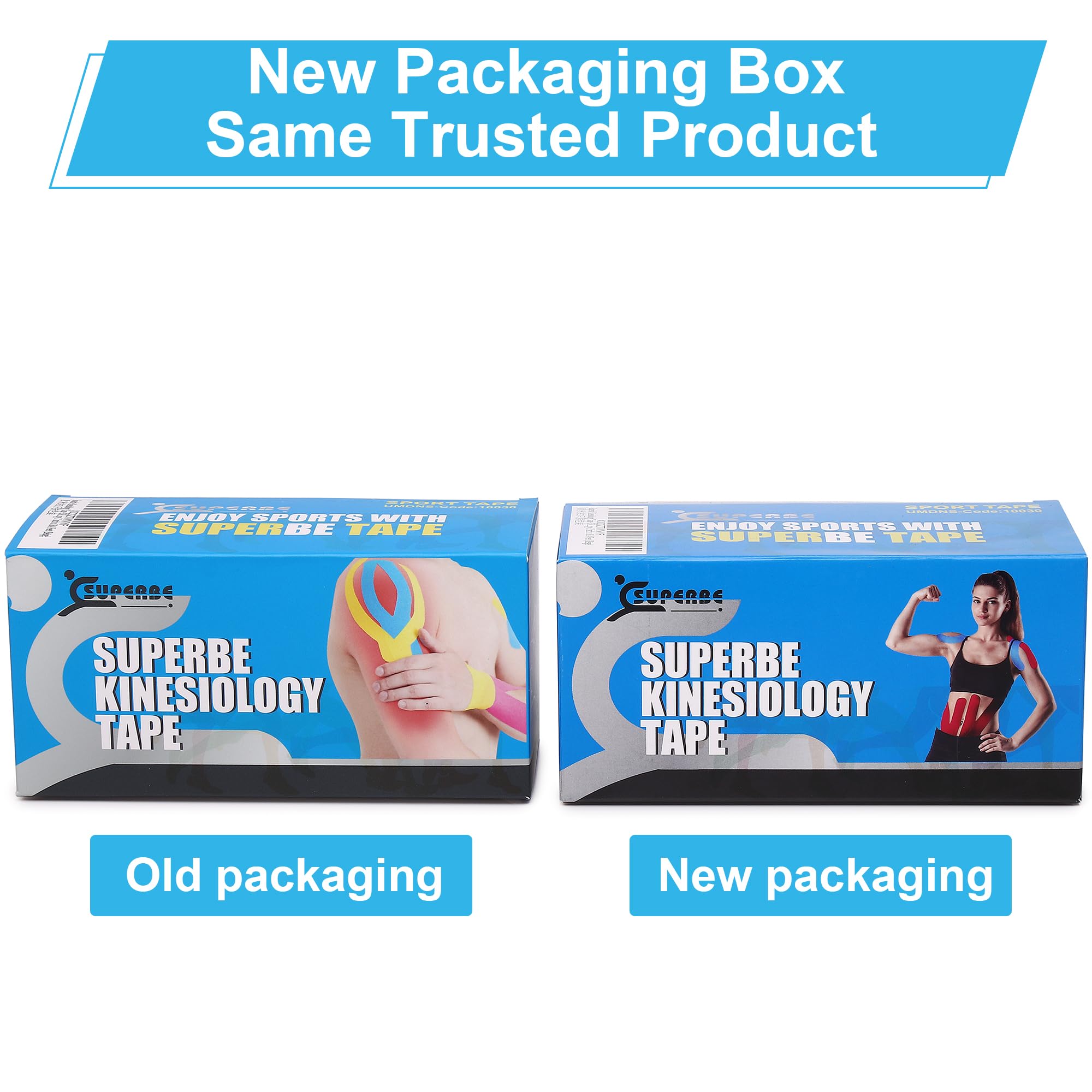 SUPERBE K Athletic Tape, Kinesiology Tape Precut - Premium Kinesthetic Tape for Muscles Knee Shoulder Elbow, 2 Inch x 16.5 feet (3 Rolls Pack)