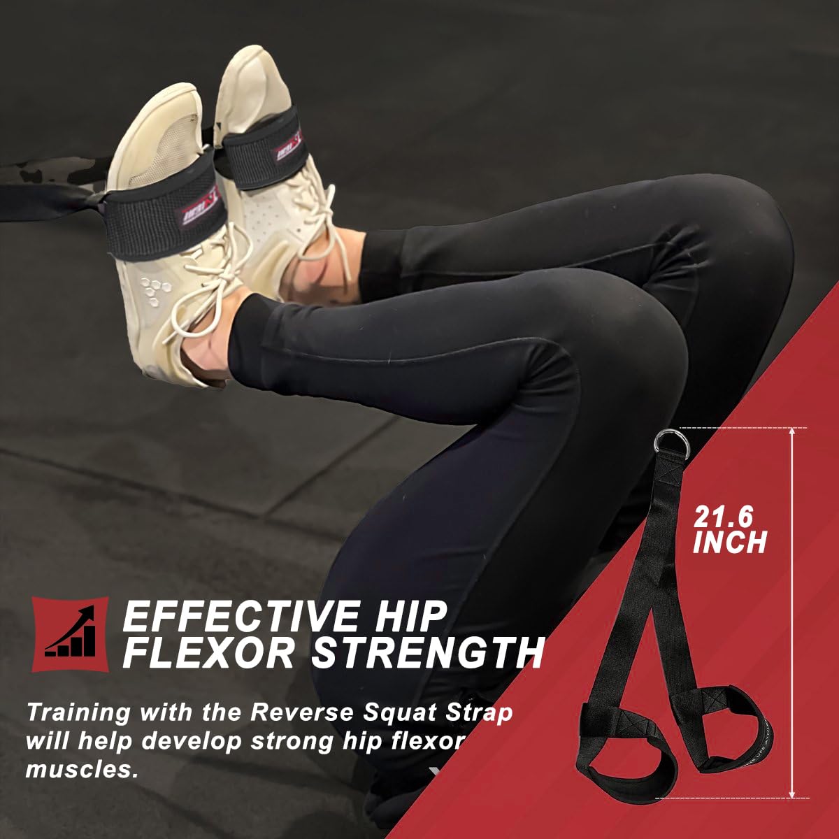 Reverse Squat AB Strap Prfect for Training Abs and Hip Flexors. Elite Speed, Jumping, and Explosiveness for men and women. (Straps for Cable Machines) Knee Protection, Leg Strength, and Deep Core.