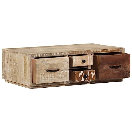 QJBSAVVA Coffee Table 35.4"x23.6"x11.8" Solid Mango Wood,Entrance Table Tray Tables Center Table Low Table Suitable for Meeting Rooms, Reception Rooms, Offices