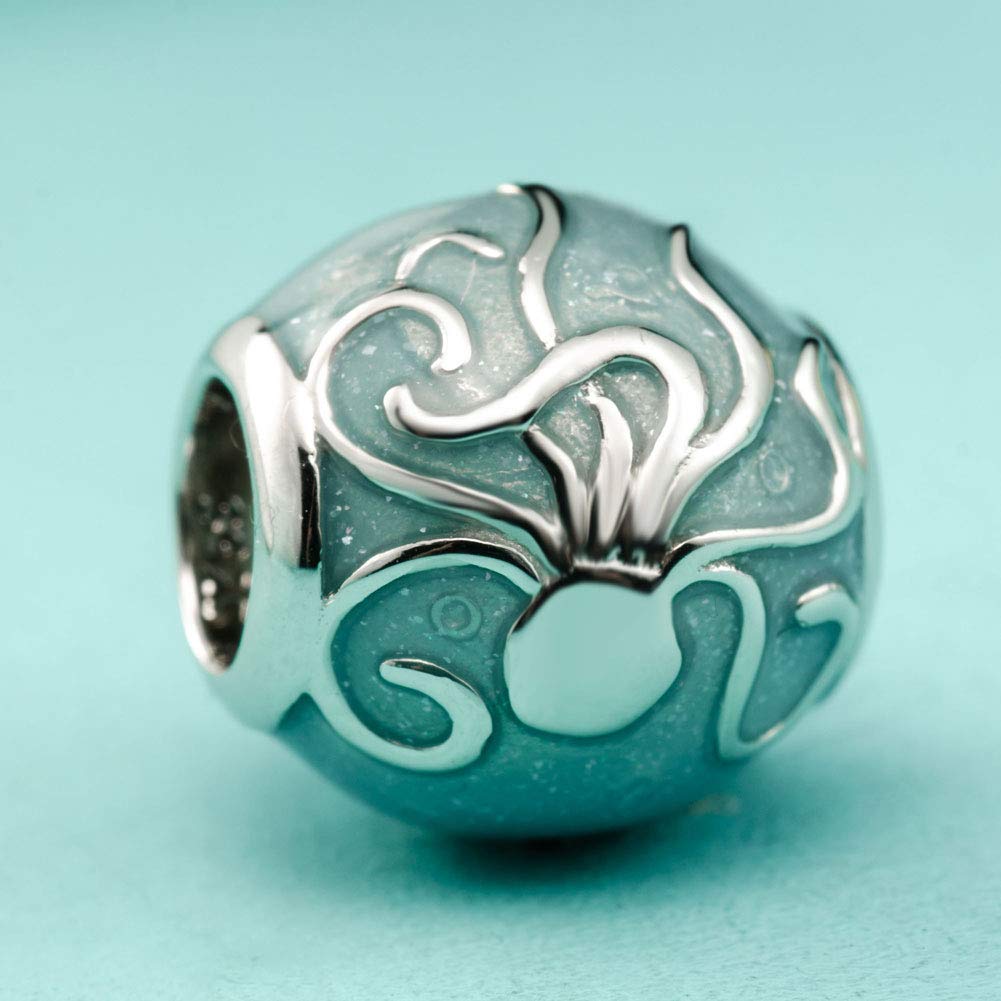 Sea Turtle Charms Ocean Animal Charm 925 Sterling Silver Octopus Dolphin Starfish Beads Hawaii Summer Tropical Marine Life Charm for Women Gift (Octopus Beads)