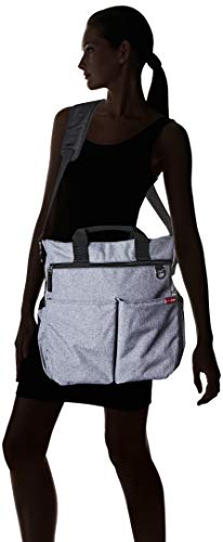 Skip Hop Messenger Diaper Bag with Matching Changing Pad, Duo Signature, Heather Grey