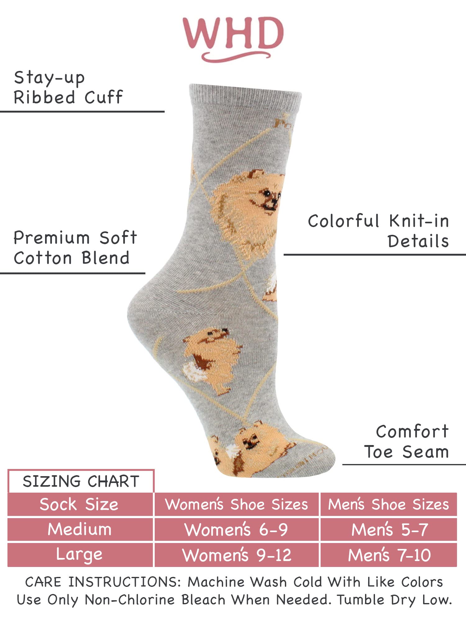 WHD Pomeranian Socks (Gray, Medium)