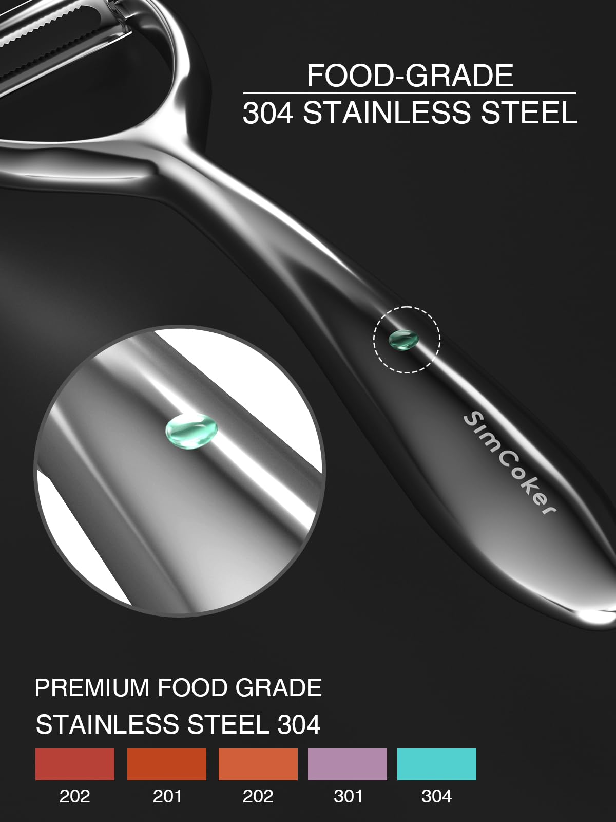SimCoker Vegetable Peeler For Kitchen, Premium Potato Peelers 304 Stainless Steel, Ultra Sharp Blade, Ergonomic Non-Slip Handle, 5 Years Of Warranty…