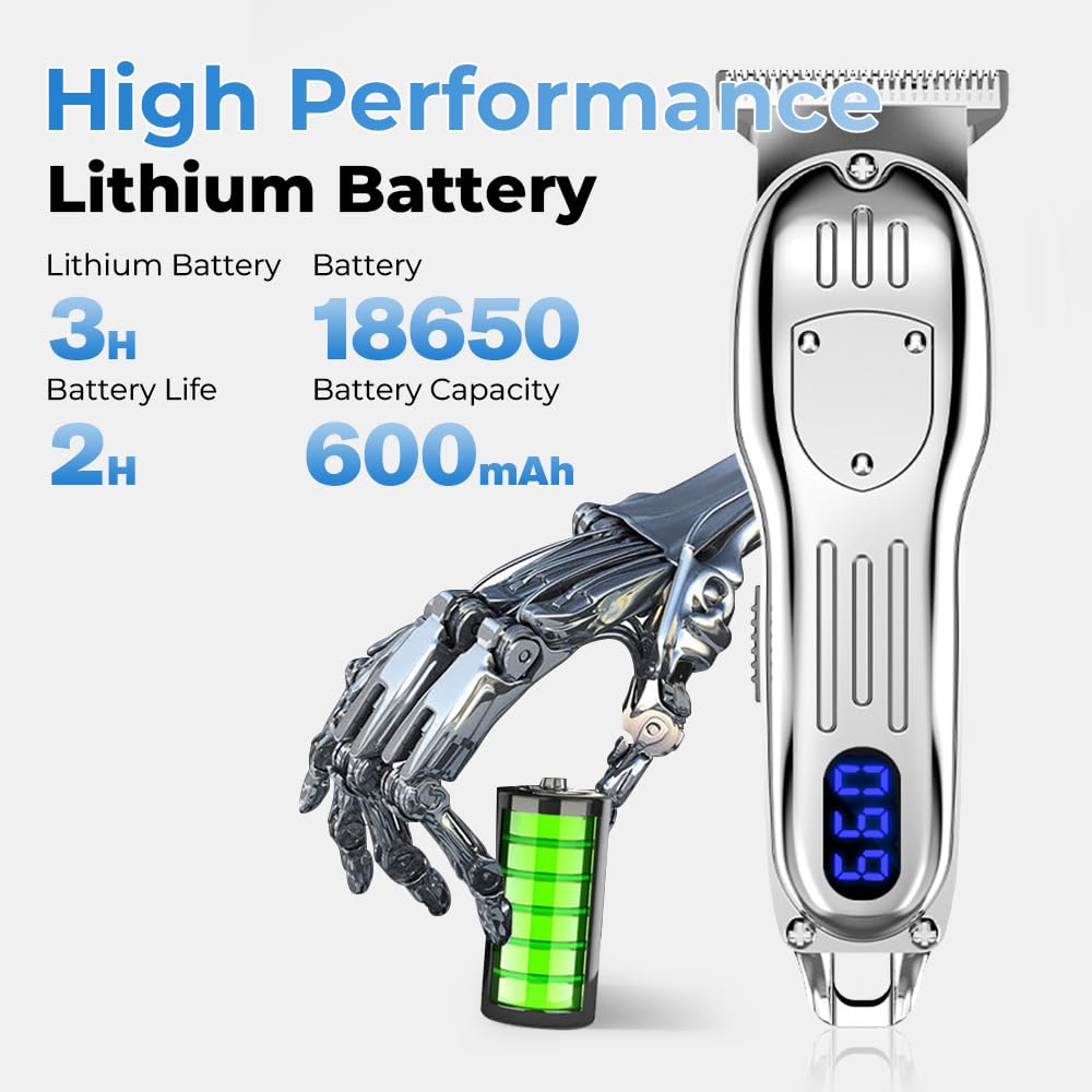 ROWPOZ Men's Digital Hair Clipper, LCD Display, Cordless, Adjustable Cutting Lengths, Rechargeable Battery, Easy Maintenance