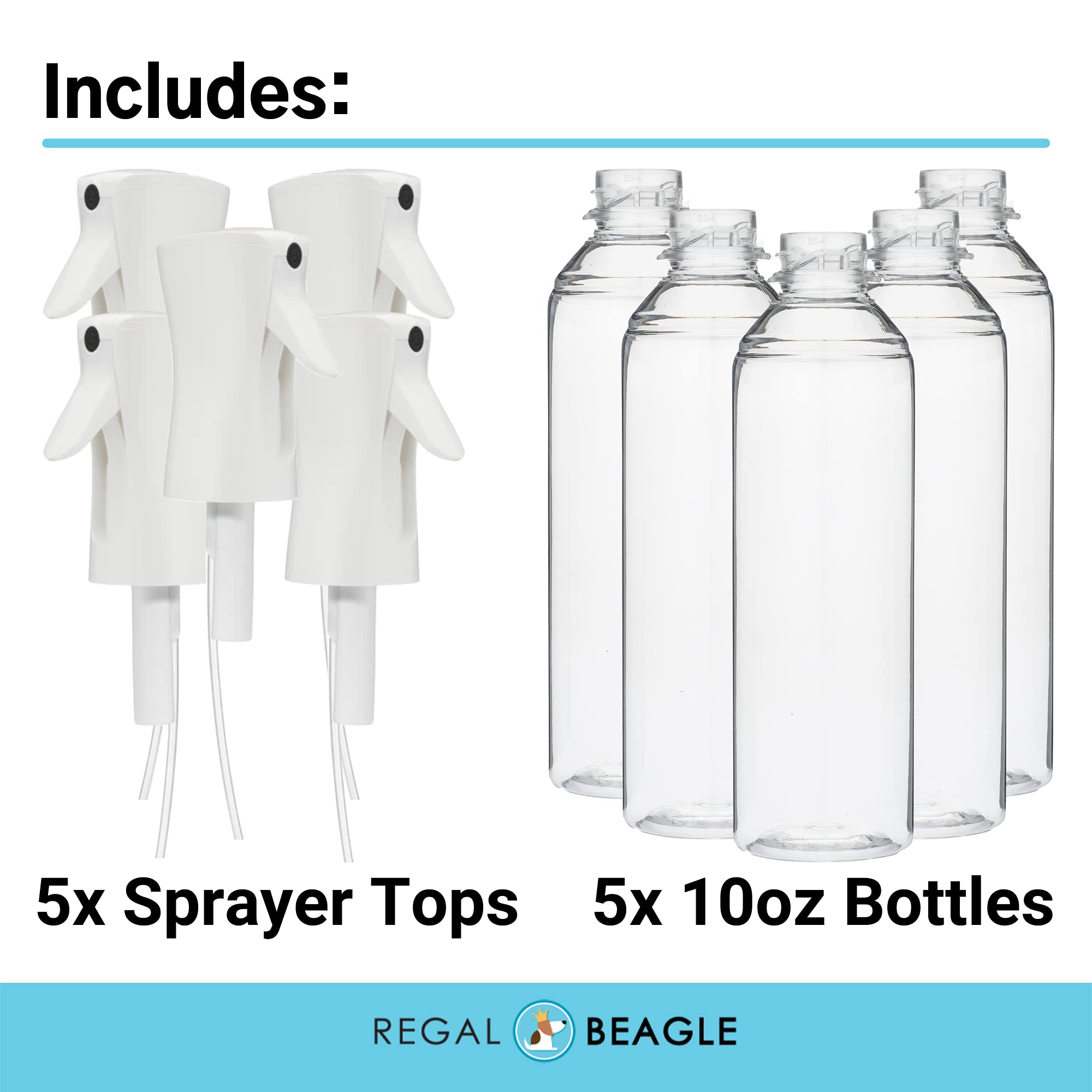 The Bucko Regal Beagle Fine Mist Sprayers (24 oz, 3-pack, white sprayer, clear bottle)