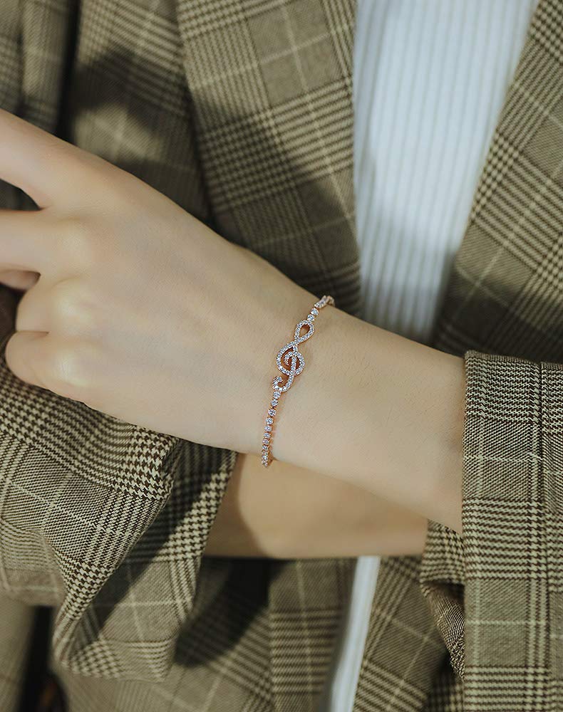 Titruebe Rose Gold Plated Bracelet for Women Musical Note Bracelets Music Lover Jewelry Gift