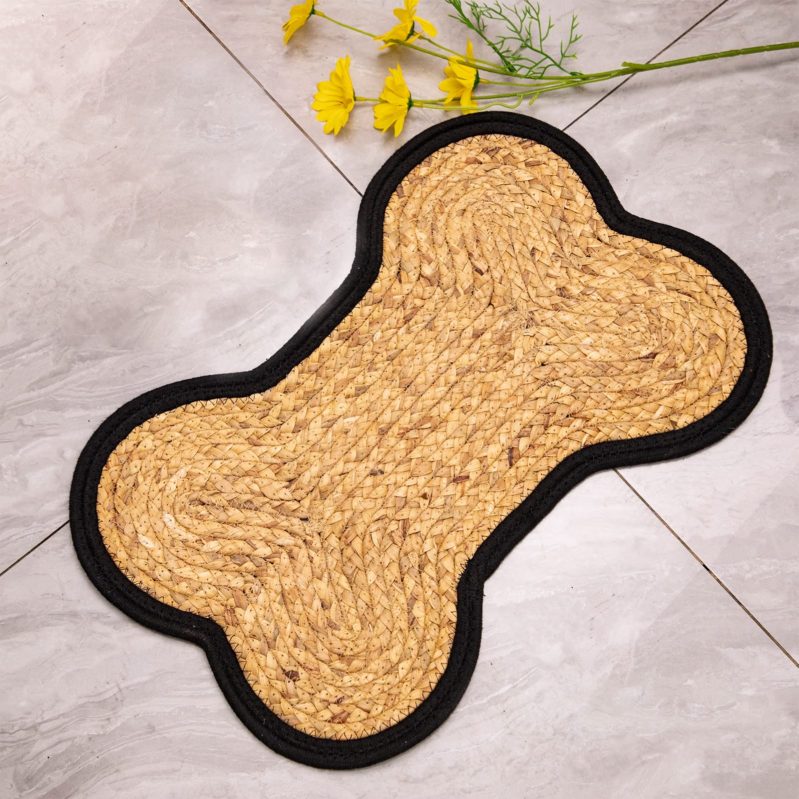 Romea Lutiss Hand Woven Farmhouse Braided Indoor mat pet mat Jute Area Rug (Dog Bone Rug)