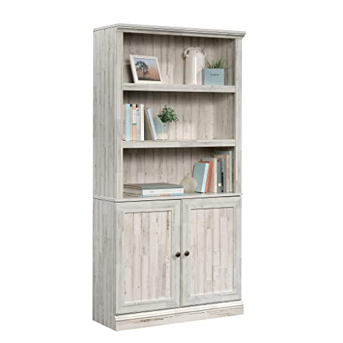 Sauder Miscellaneous Storage Bookcase/ Book Shelf With Doors, White Plank finish