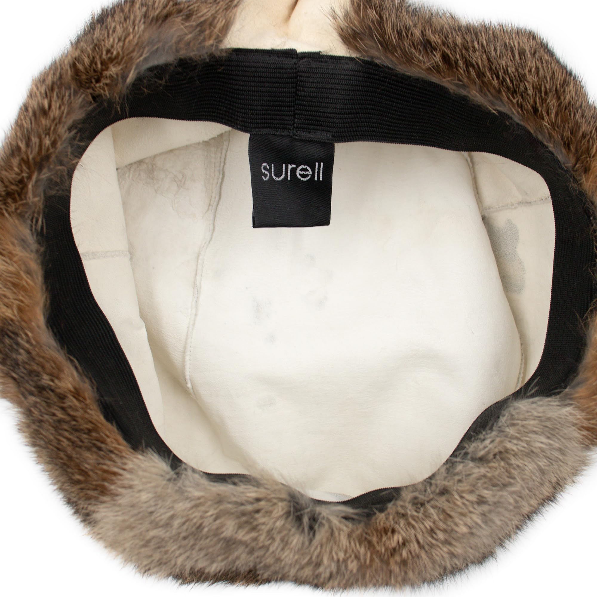 surell Coonskin Davy Crockett Hat - 100% Real Rabbit Fur Hat - Rabbit Fur Crown - Raccoon Tail Hat - Genuine Fur Crown - Unisex Winter Hat for Cold Weather - Brown