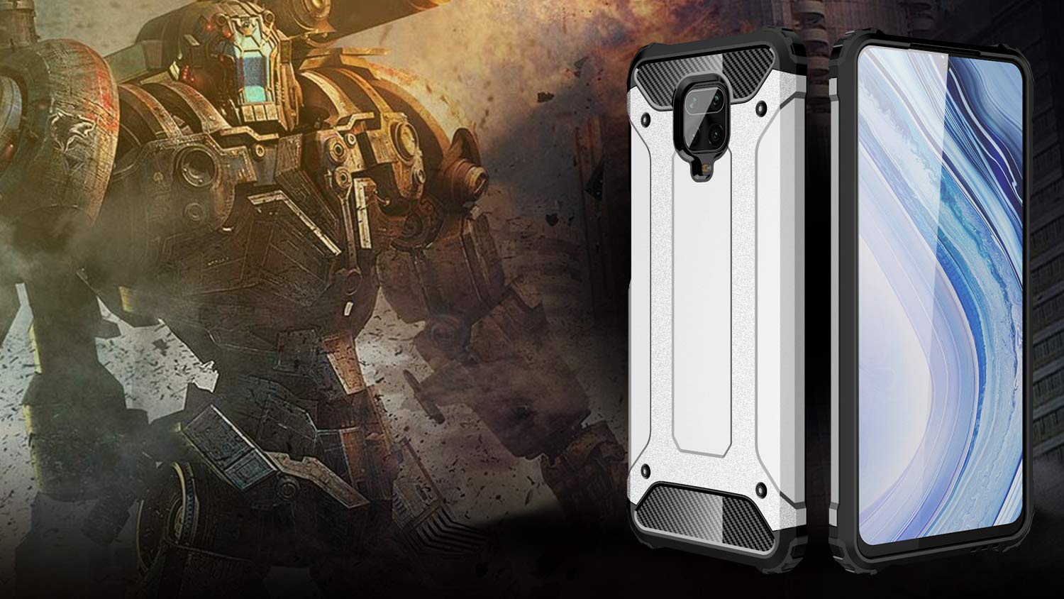 Xiaomi Redmi Note 9 Pro Max Case, TPU +PC Iron Armor Shockproof Designed Case,Full Body Dual Layer Rugged Cover for Xiaomi Redmi Note 9 Pro/Redmi Note 9s/Redmi Note 9 Pro Max Case (Black)
