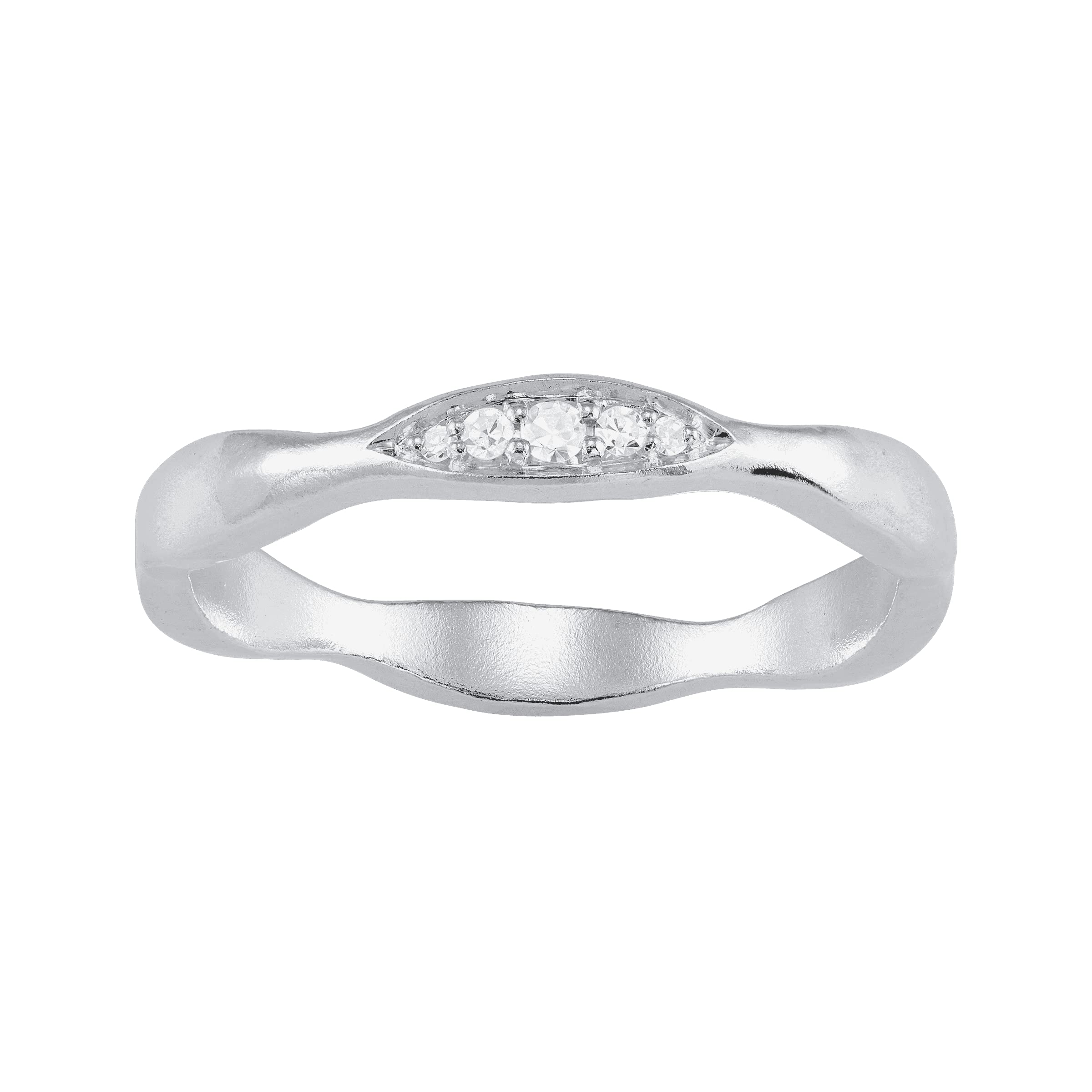 Silpada 'Wave Power' Diamond Stackable Ring in Sterling Silver, Size 8, Size 8