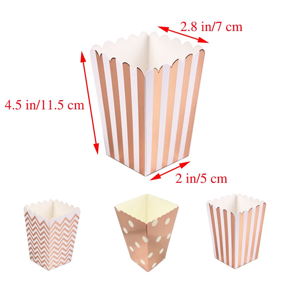 We Moment Popcorn Boxes Cardboard Candy Boxes Container Polka Dot Stripe Chevron Ripple,For Birthday, Bridal and Baby Shower Carnival/Movie/Fiesta,Dessert Tables Wedding Party Supplies 36pcs