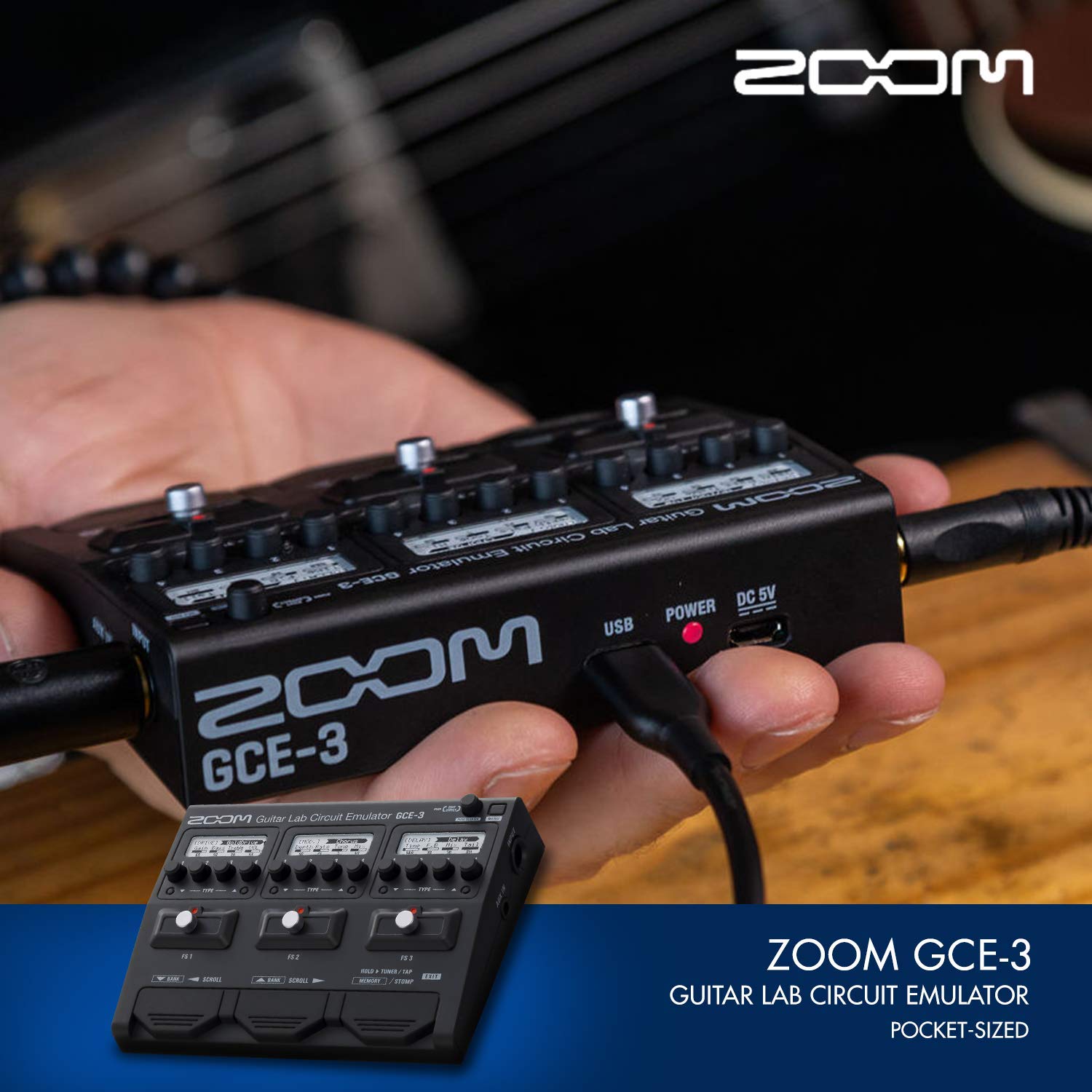 Zoom GCE-3 Guitar Lab Circuit Emulator W/Over-Ear Dynamic Stereo Headphones