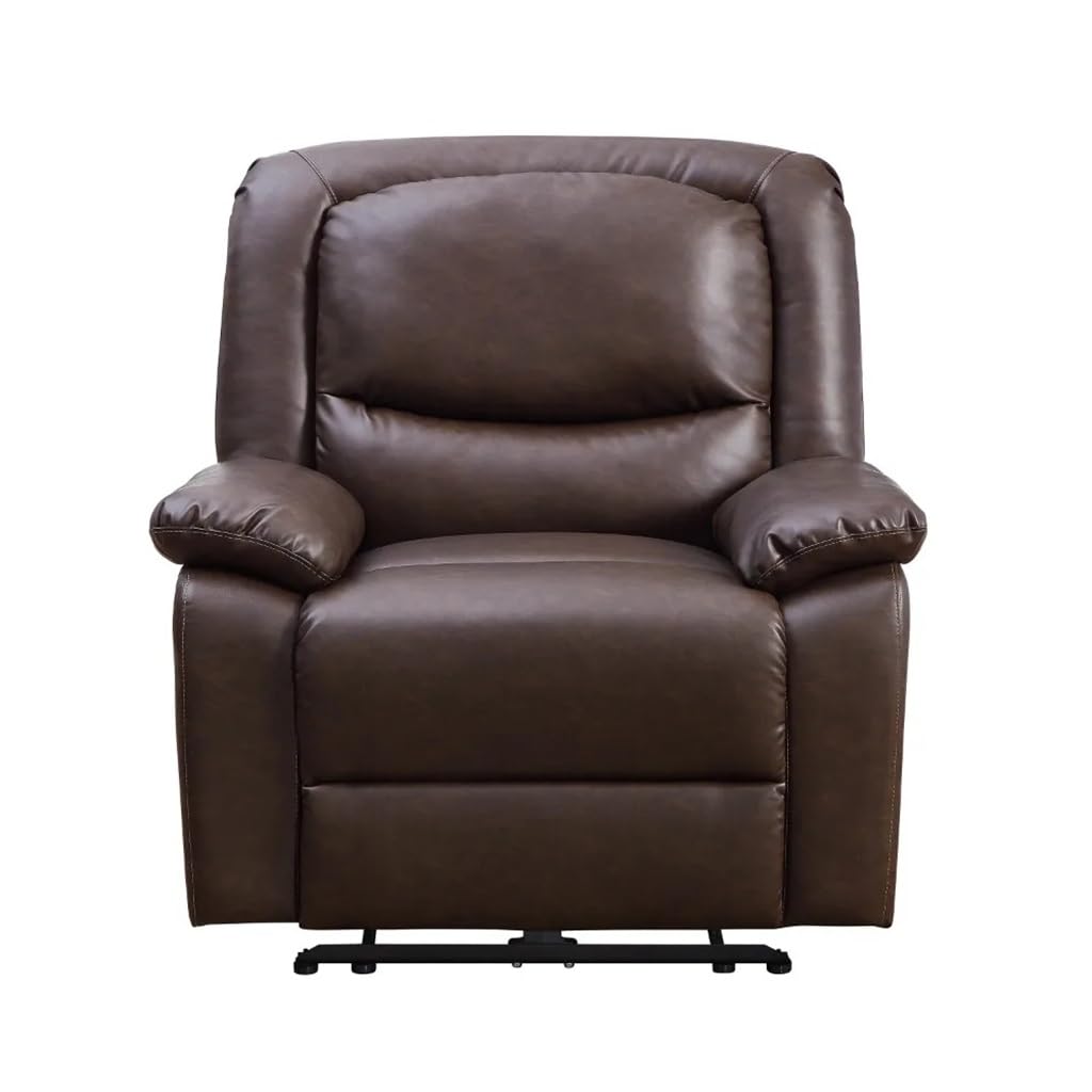 Sofas Push-Button Power Recliner with Deep Body Cushions Living Room Chairs Brown Faux Leather Upholstery Sofa Furniture