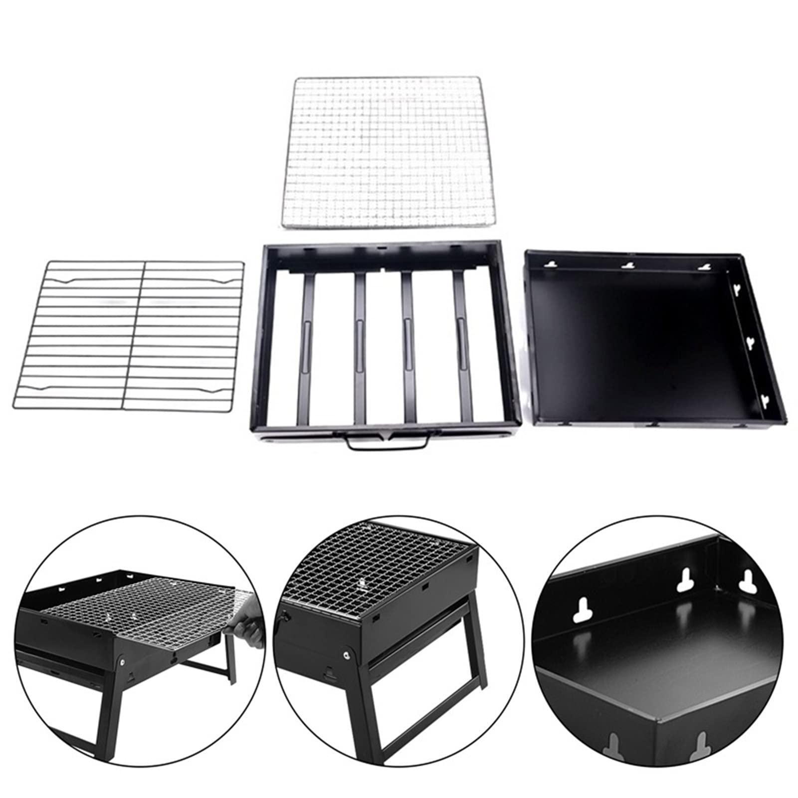 TBMAKE Grills Thicken Foldable Portable BBQ Grill Patio Barbecue Grill Stove Outdoor Camping Picnic Barbecue Compact Charcoal Barbecue BBQ