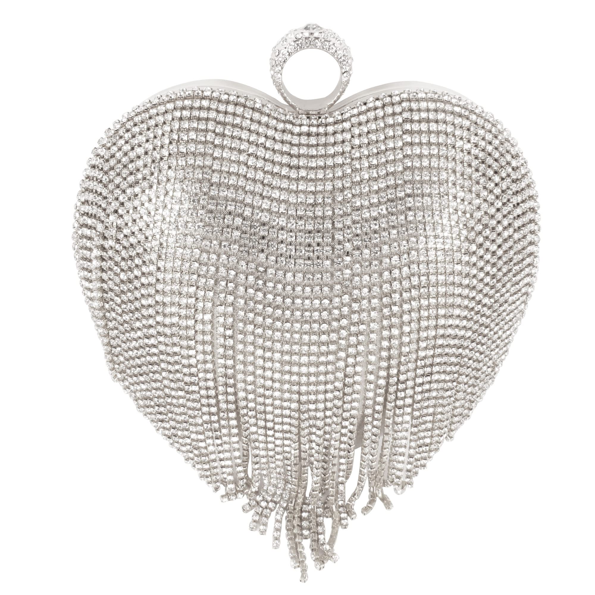 Van Caro Vintage Heart Shape Evening Bag Clutch Handbag Crossbody Shoulder Purse, Red One Size