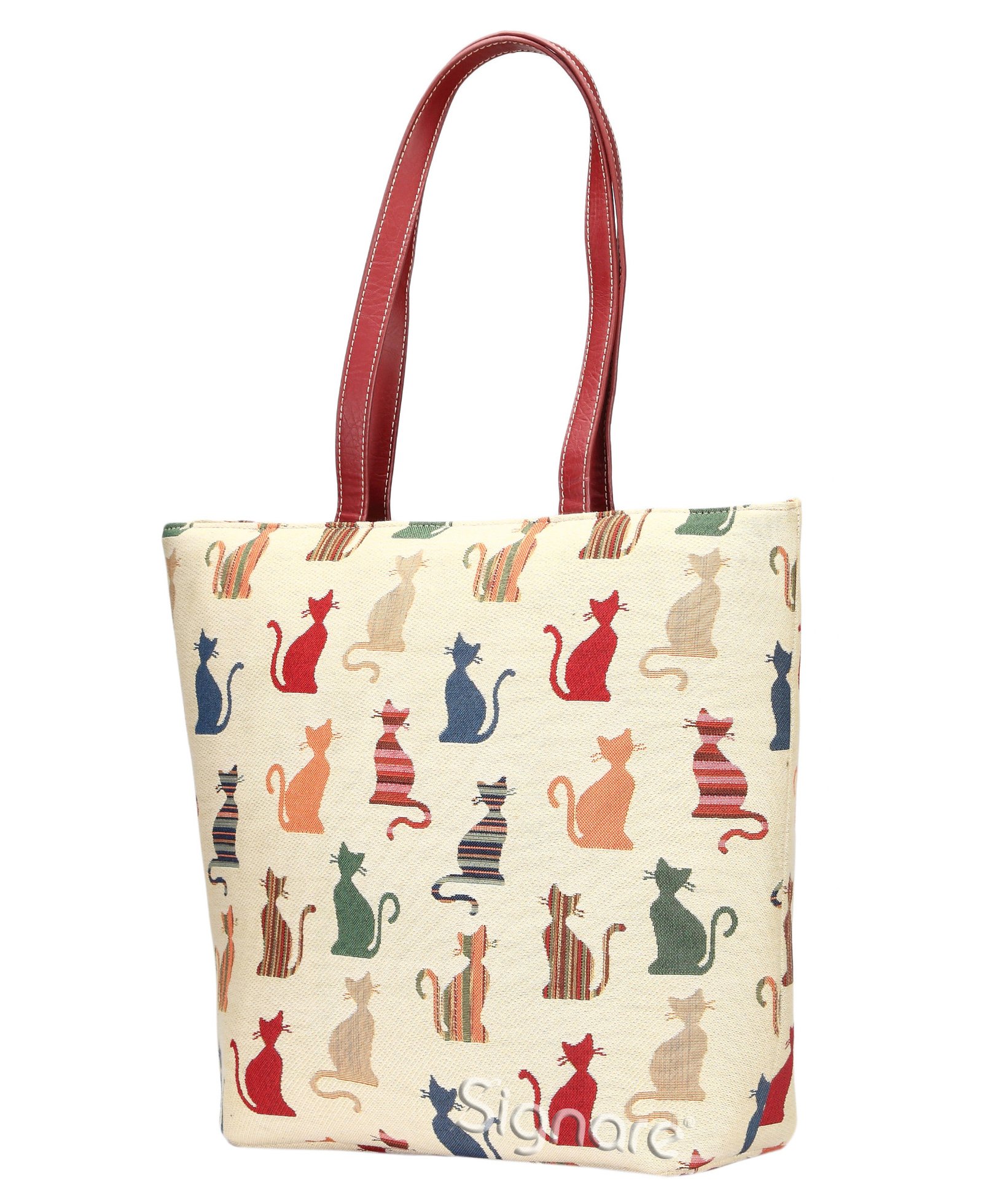 Signare Tapestry Shoulder Bag Tote Bag for Women with Cheeky Cat Design (SHOU-CHEKY)
