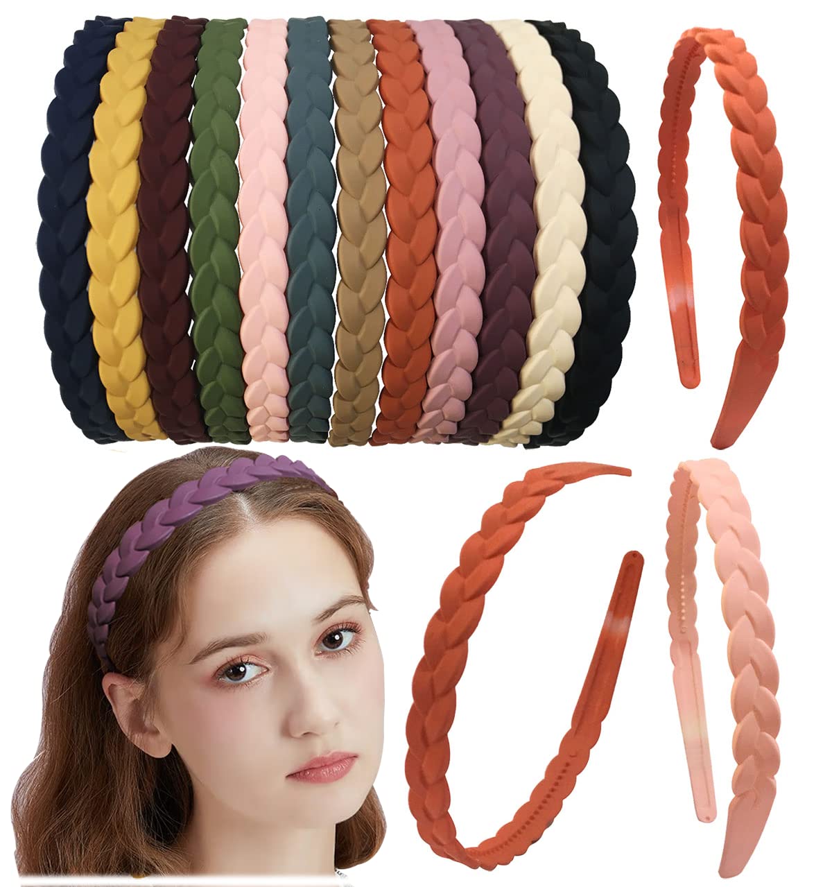 Springtime 12pcs Hard Headbands with Teeth for Girls Women Thin Plastic Hair Headbands for Teens Lady