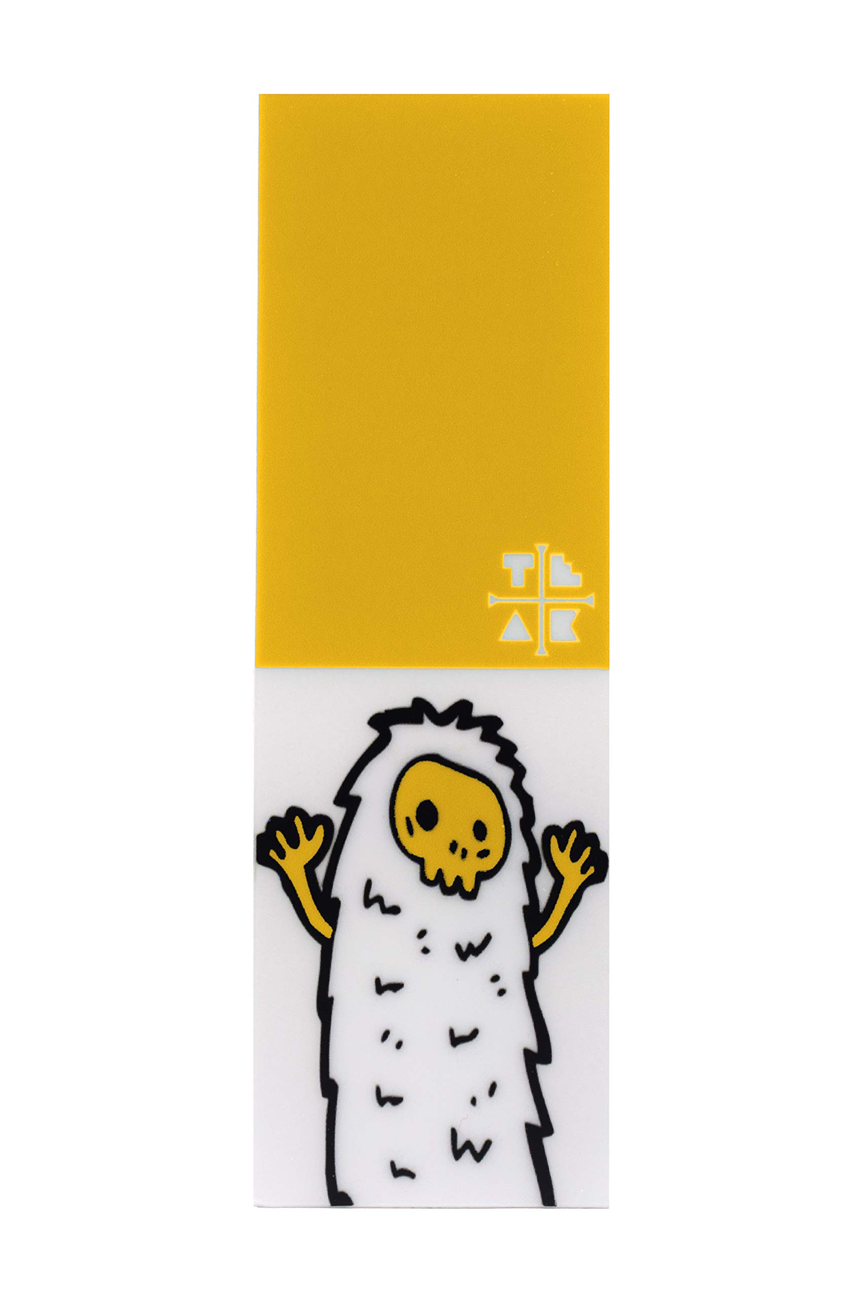 Teak Tuning Fingerboard Deck Graphic, Yellow Yeti - Adhesive Graphics to Customize Your 35mm Fingerboard Deck - 110mm Long, 35mm Wide, 0.2mm Thick - Waterproof Vinyl - Includes Mini File