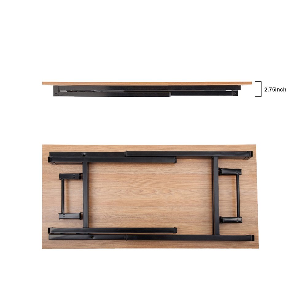 SogesPower Computer Desk Folding Table 47 inches Fully Assembled Sturdy Writing Desk for Home Office Folding Desk, Teak and Black Legs