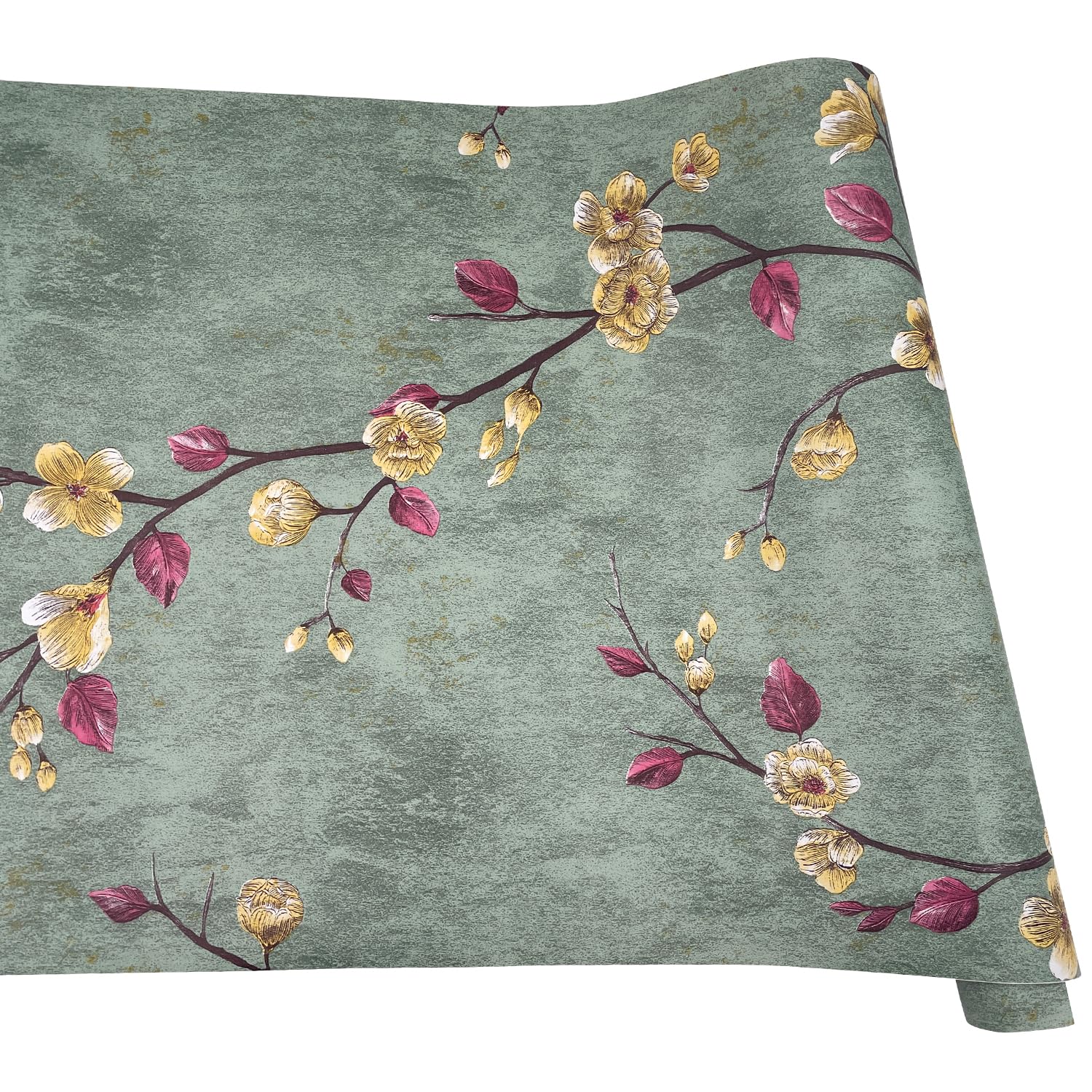 Yifasy Shelf Liner for Kitchen Cabinets Closet Water Resistant Easy Clean Self Adhesive Refresh Furniture Surface 118x18 Inch Beige Plum Floral