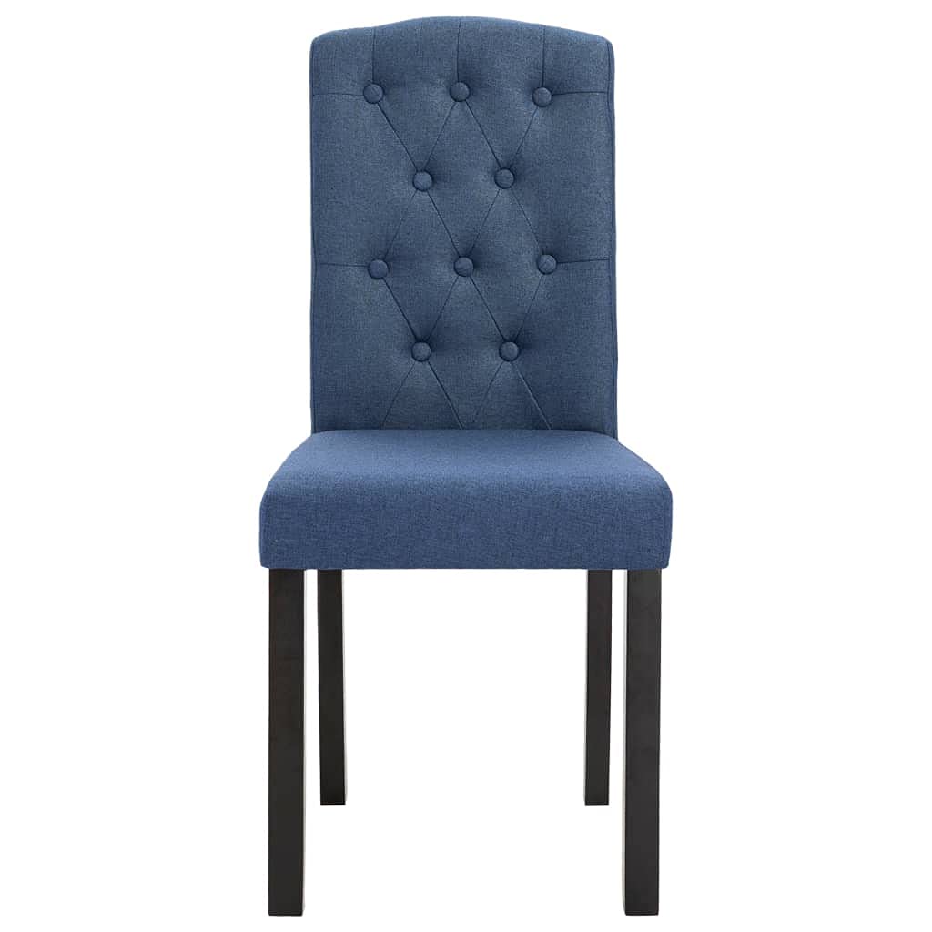 vidaXL Dining Chairs 4 Pcs, Side Chair with Solid Wood Legs, Upholstered Fabric Accent Chair for Home Kitchen Living Room, Blue Fabric