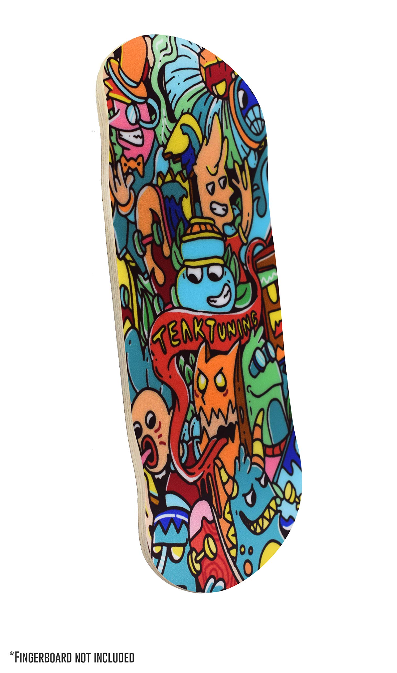 Teak Tuning Fingerboard Deck Graphic, Bubble Bushings & Monsters" - Adhesive Graphics to Customize Your 35mm - 110mm Long, 35mm Wide - Waterproof Vinyl - Includes Mini File