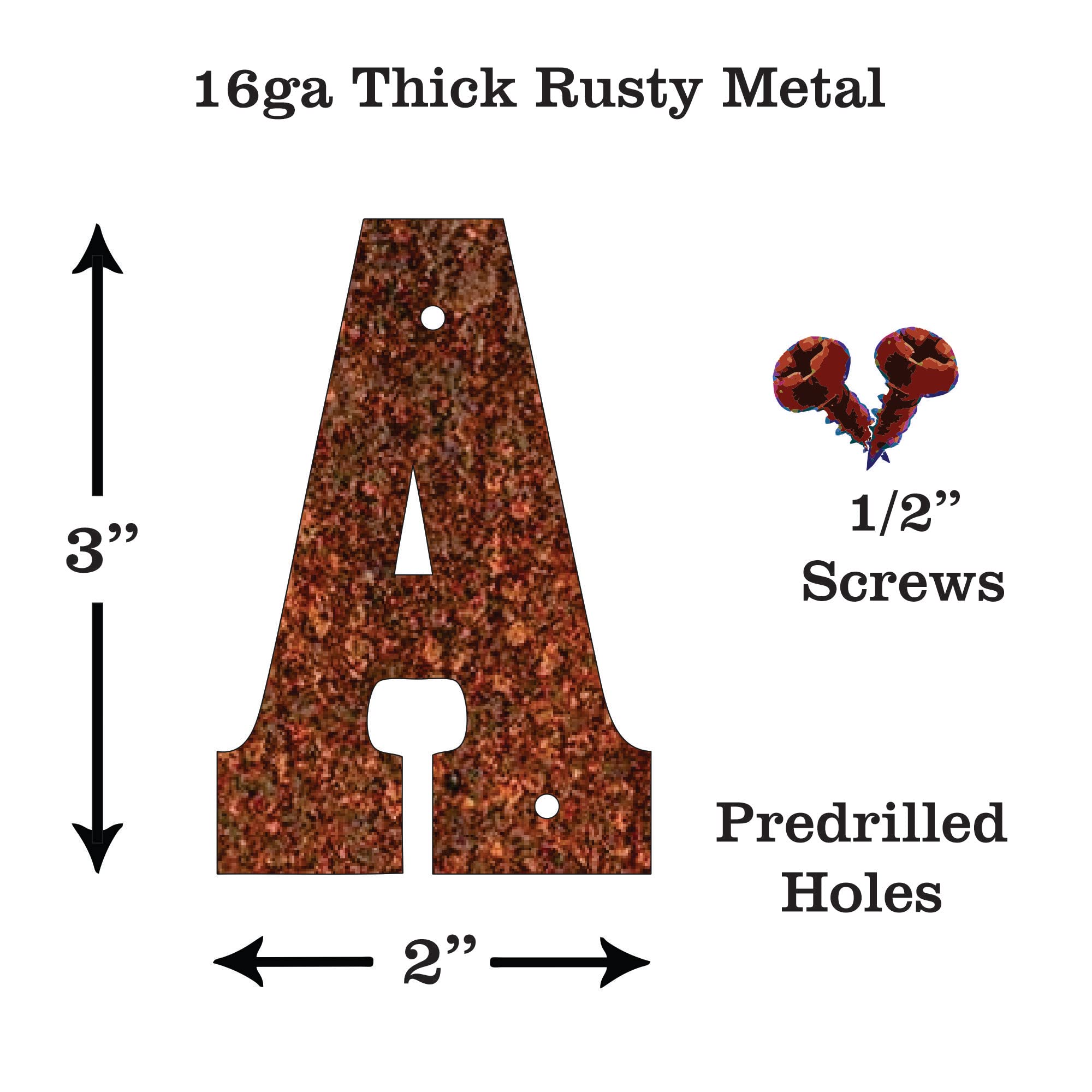 Rustic Galvanized Metal Letters - Farmhouse Style Wall Sign - Industrial Tin Decor for Home or Outdoor (3" Rusty Metal Letters) (A)