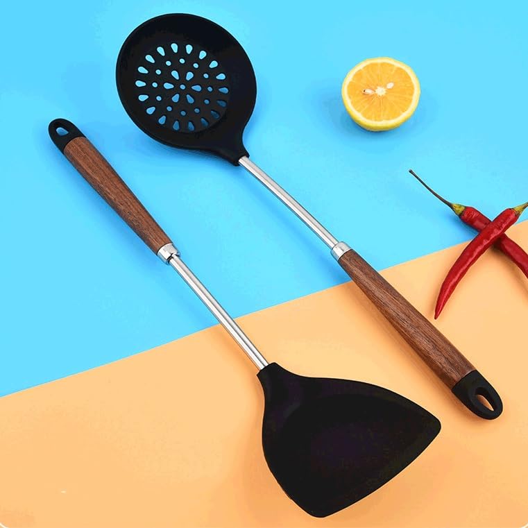 SLEEVY Heat Resistant Silicone Kitchenware Cooking Utensils Set Colander Frying Shovel Soup Spoon Kit