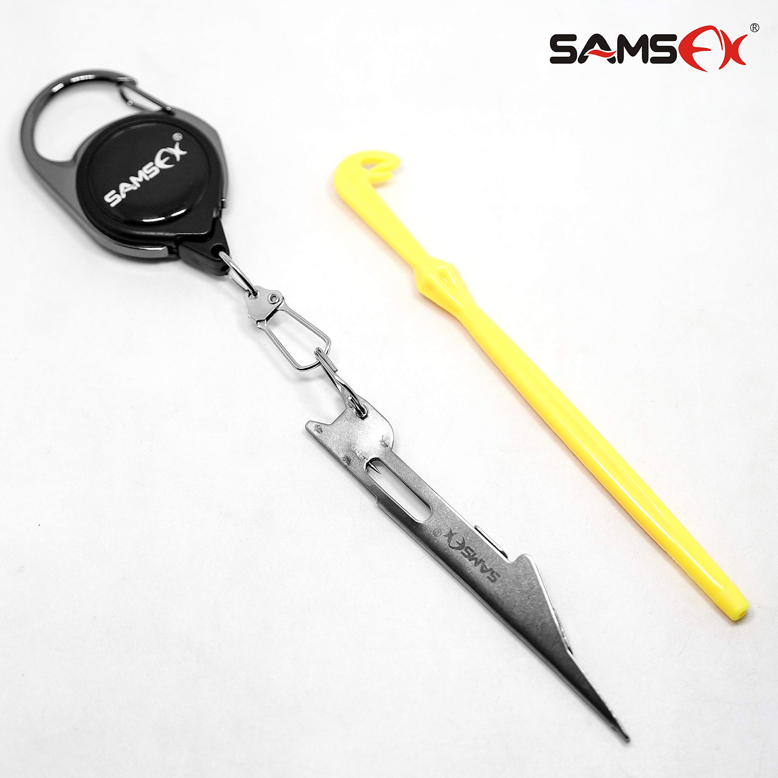 SAMSFX Fishing Magnum Knot Tying Tool and Loop Tyer with Zinger Retractor Combo Fly Fishing Angler Accessories (Silver Knot Tool with Retractor & Loop Tyer)
