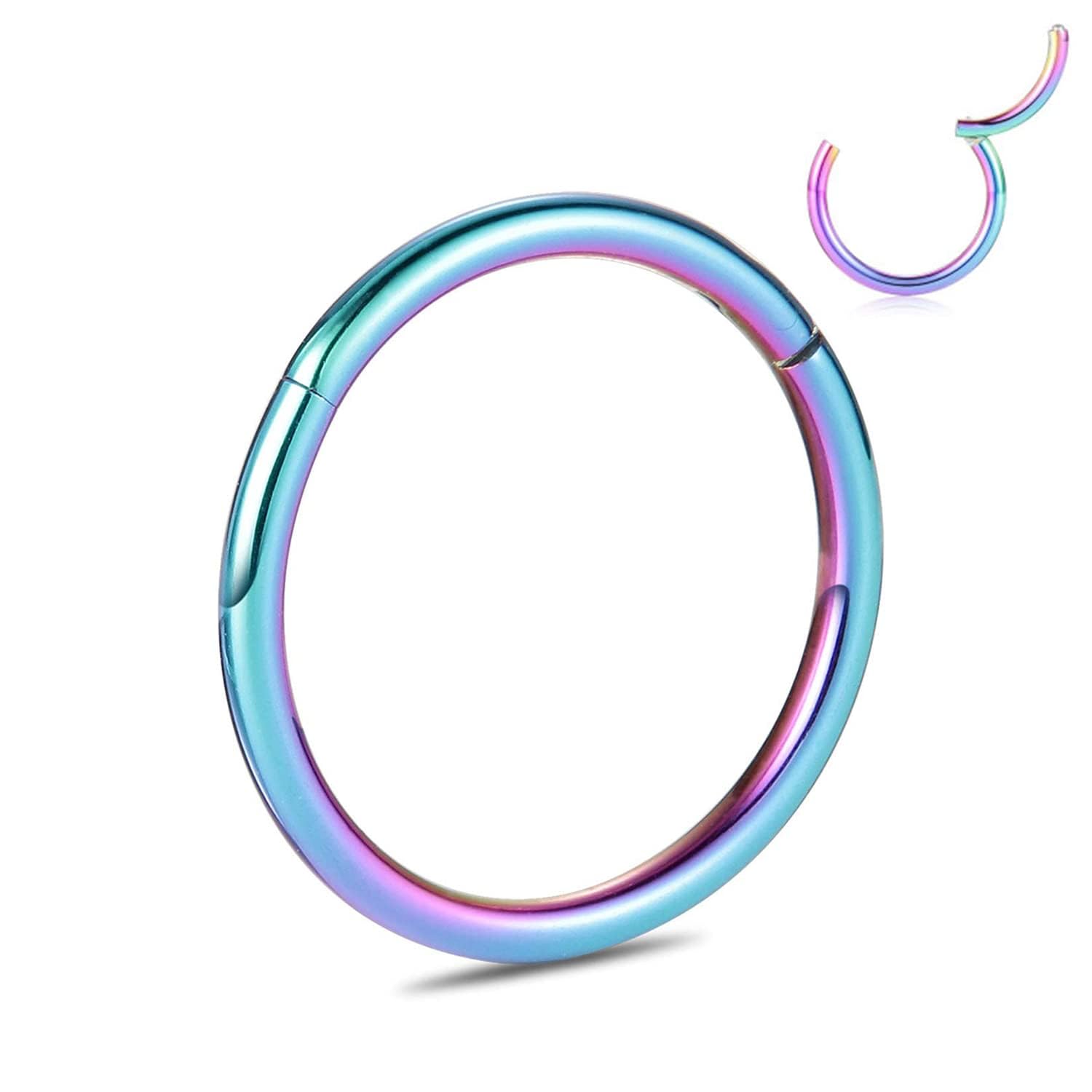 PEAKLINK G23 Titanium 16G Hinged Segment Clicker Nose Ring Hoop Cartilage Earrings Body Piercing 8mm Helix Counch Jewelry