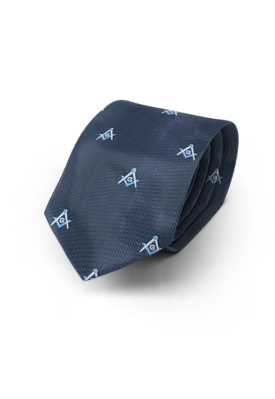 Small Square & Compass Masonic Neck Tie - [Blue & White]