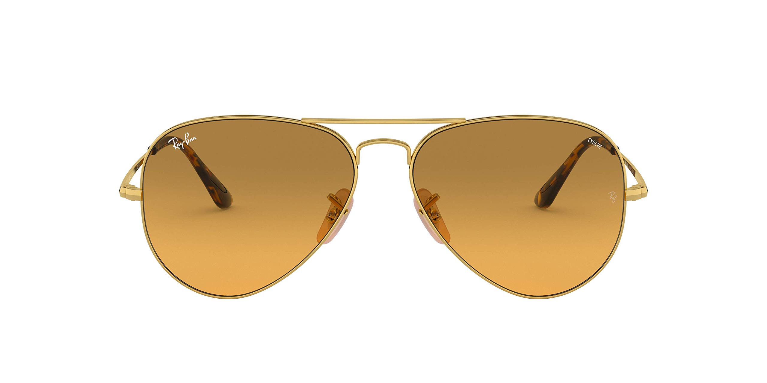 Ray-Ban RB3689 Aviator Metal II Polarized Sunglasses, Gold/Evolve Photochromic Grey to Violet, 55 mm