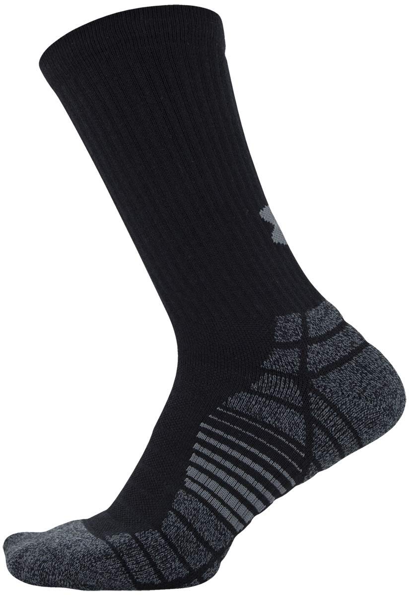 Under Armour Adult Elevated Performance Crew Socks, 3-Pairs , Black/Halo Gray , Medium