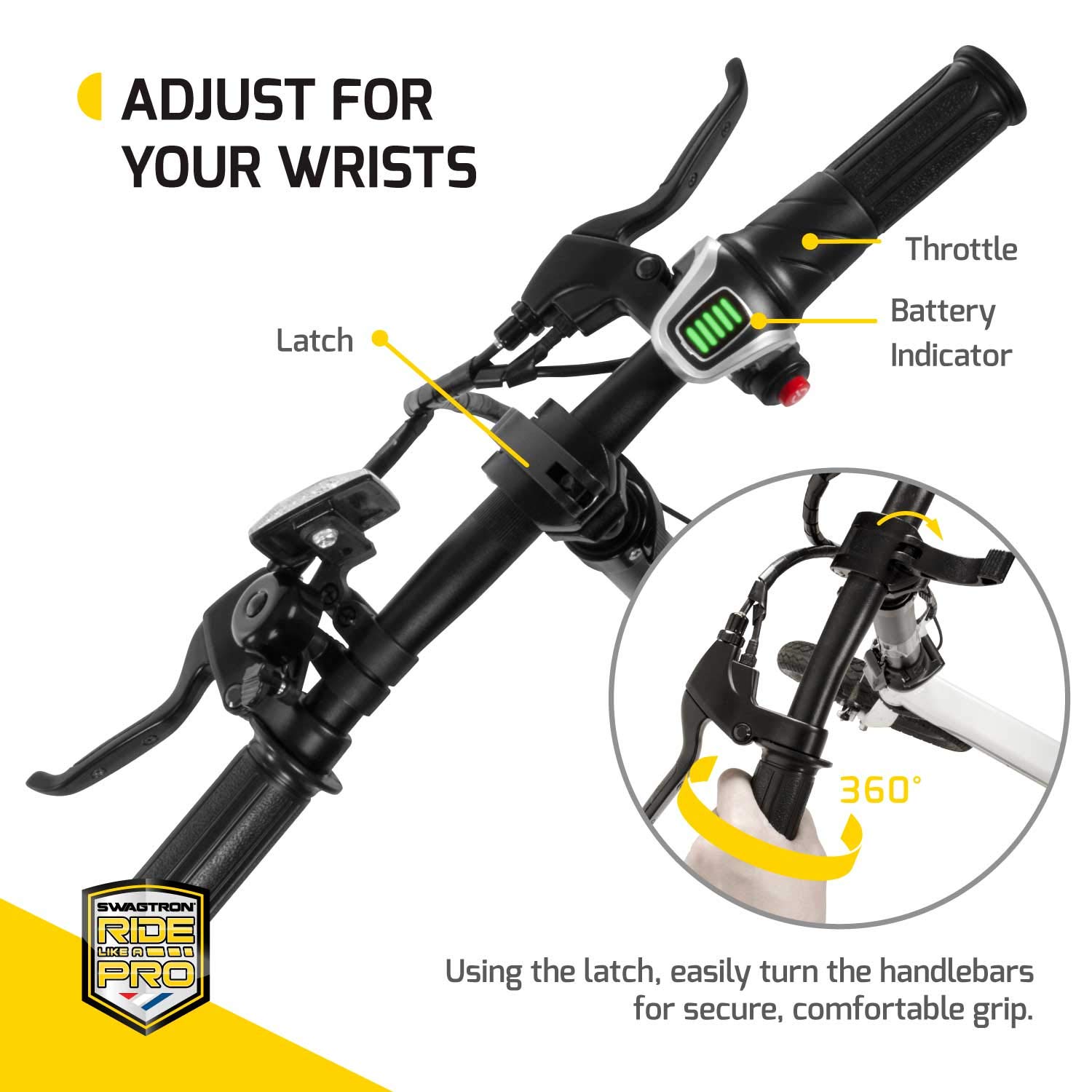 Swagtron Swagcycle EB-5 Lightweight Aluminum Folding Electric Bike with Pedals, Black, 58cm/Medium