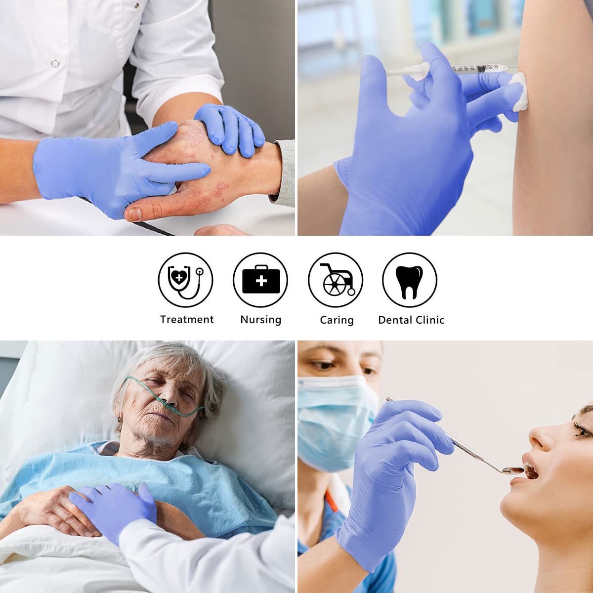 Safe Health Nitrile Gloves, Blue, Small, 100 Pcs