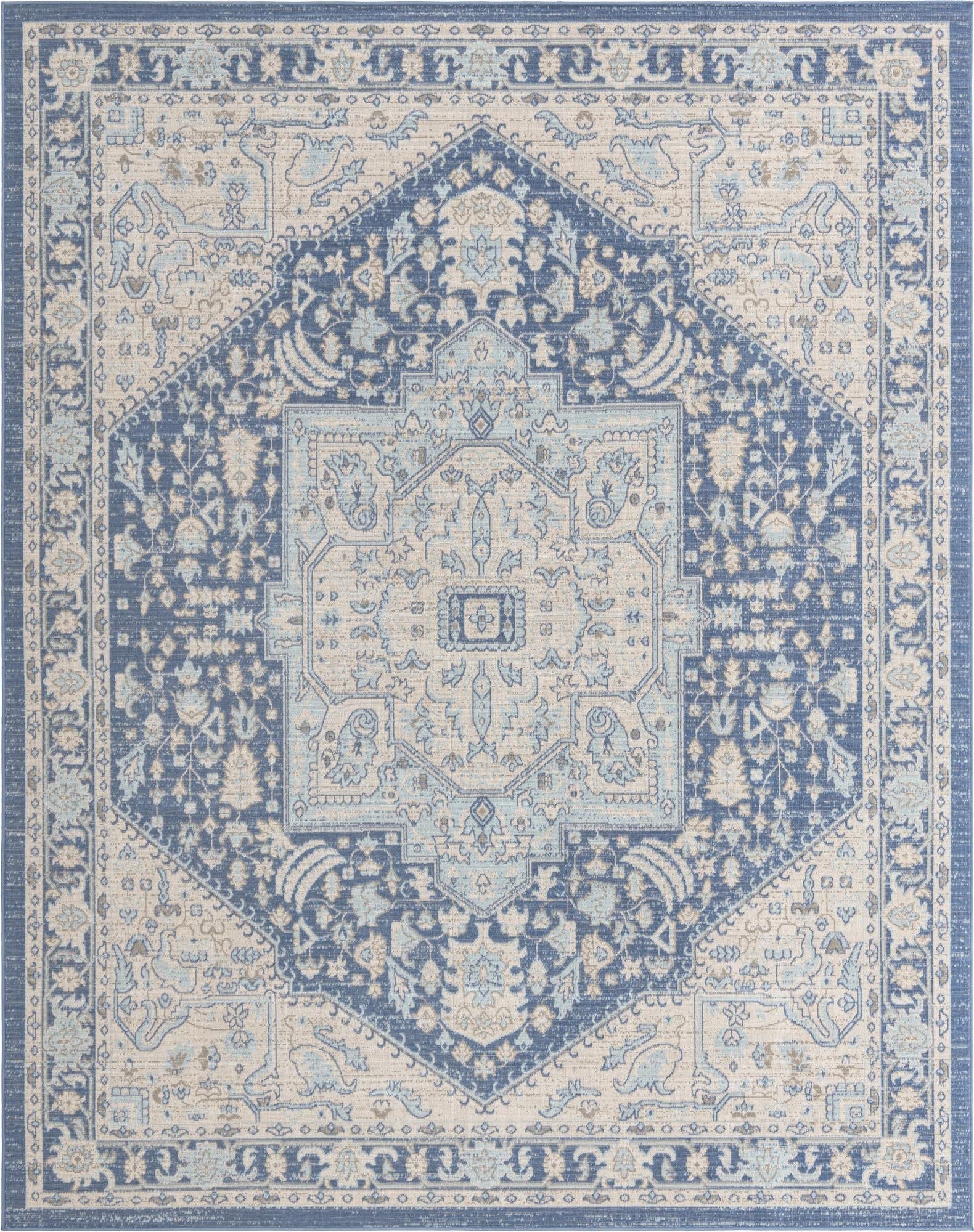 Unique Loom Whitney Collection Area Rug - Milano (7' 10" x 10' Rectangle, French Blue/ Ivory)
