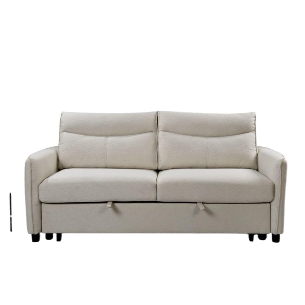 SLNFXC Beige 3 in 1 Convertible Sleeper Sofa Bed Fabric Loveseat Futon Sofa Couch W/Pullout Bed,for Living Room Furniture